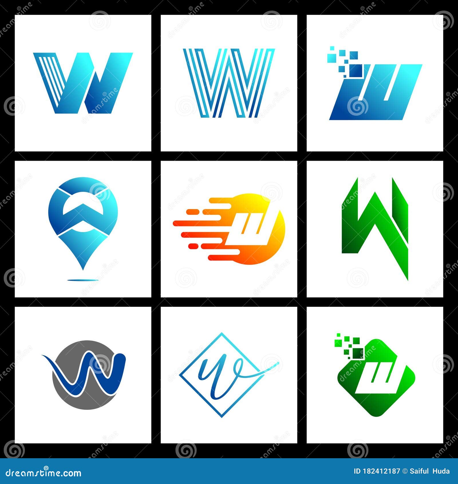 Set of Letter W Simple Logo Icon Design Vector. Stock Vector ...