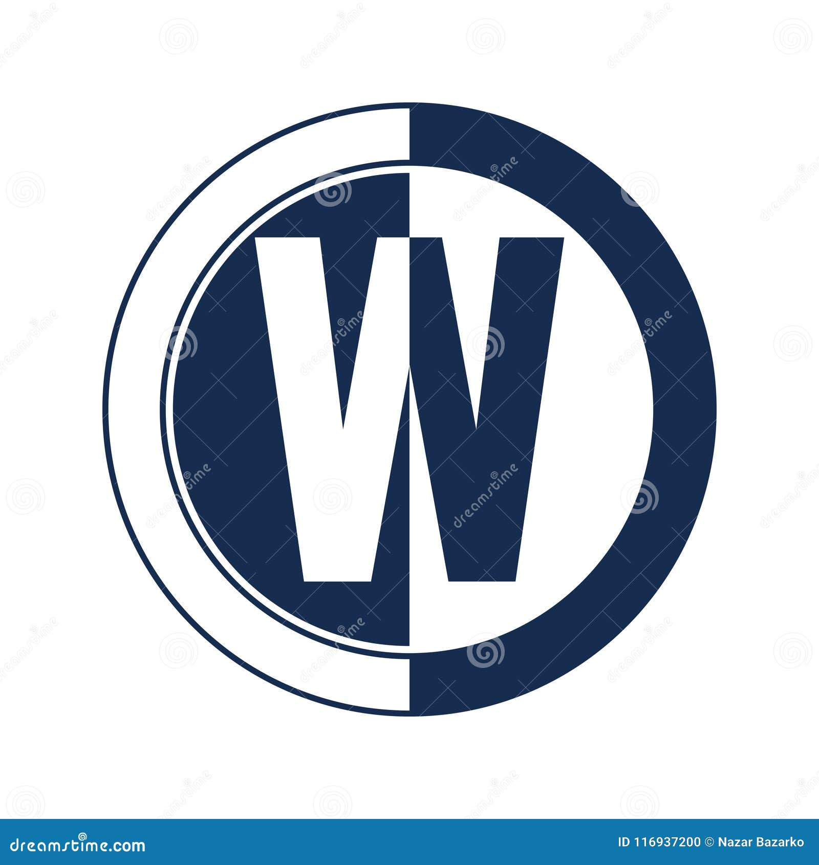 Letter W. Simple Negative Space Logo Stock Illustration - Illustration ...