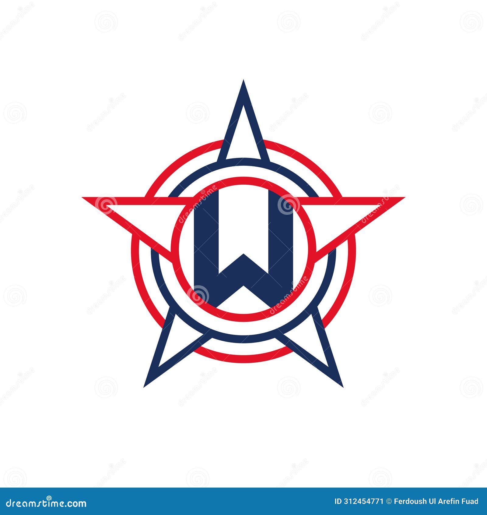 Letter W Star Logo Design. Patriotic W Logo Concept Inside Star Stock ...