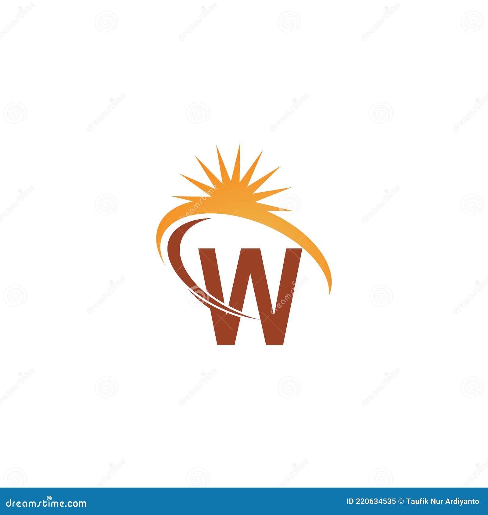 Letter W with Sun Ray Icon Logo Design Template Illustration Stock ...
