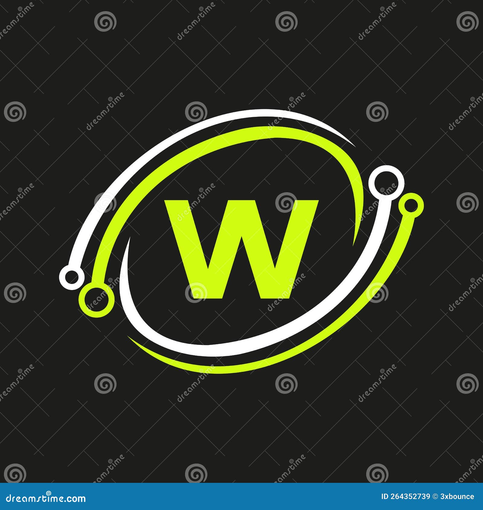 Letter W Technology Logo Combine with Technology Cable Vector Template ...