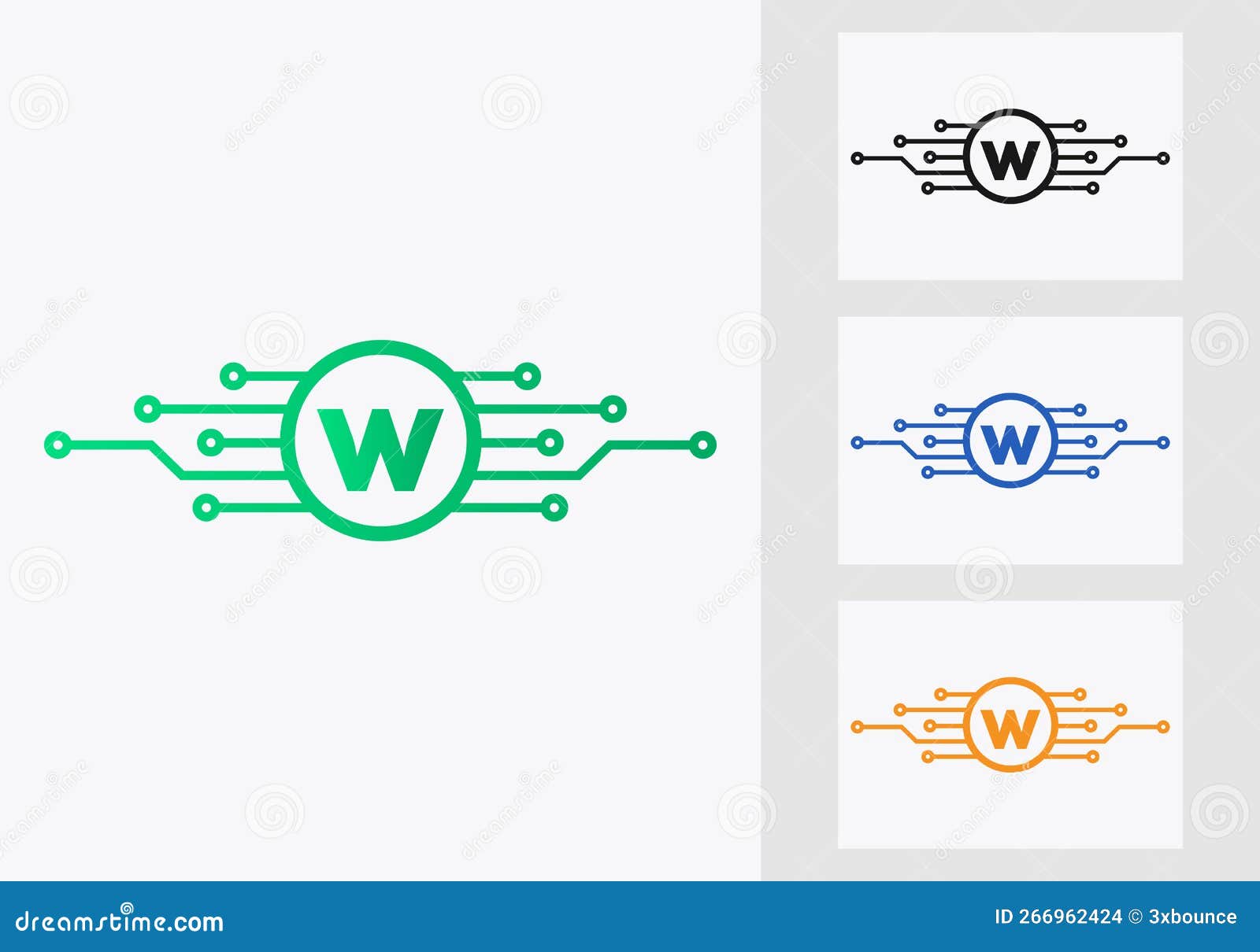 Letter W Technology Logo Design Template. Network Logo Design Stock ...