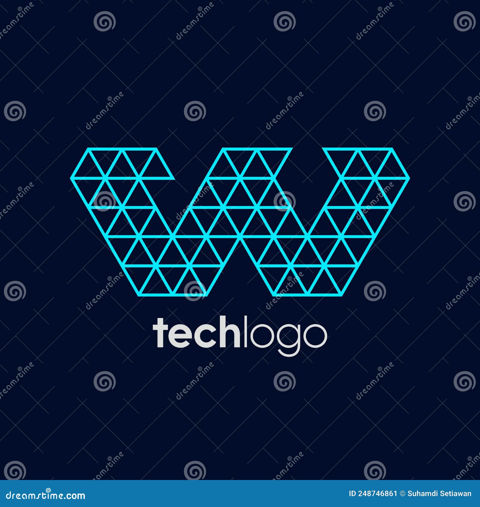 Letter W Triangle Polygon Tech Logo Stock Vector - Illustration of ...