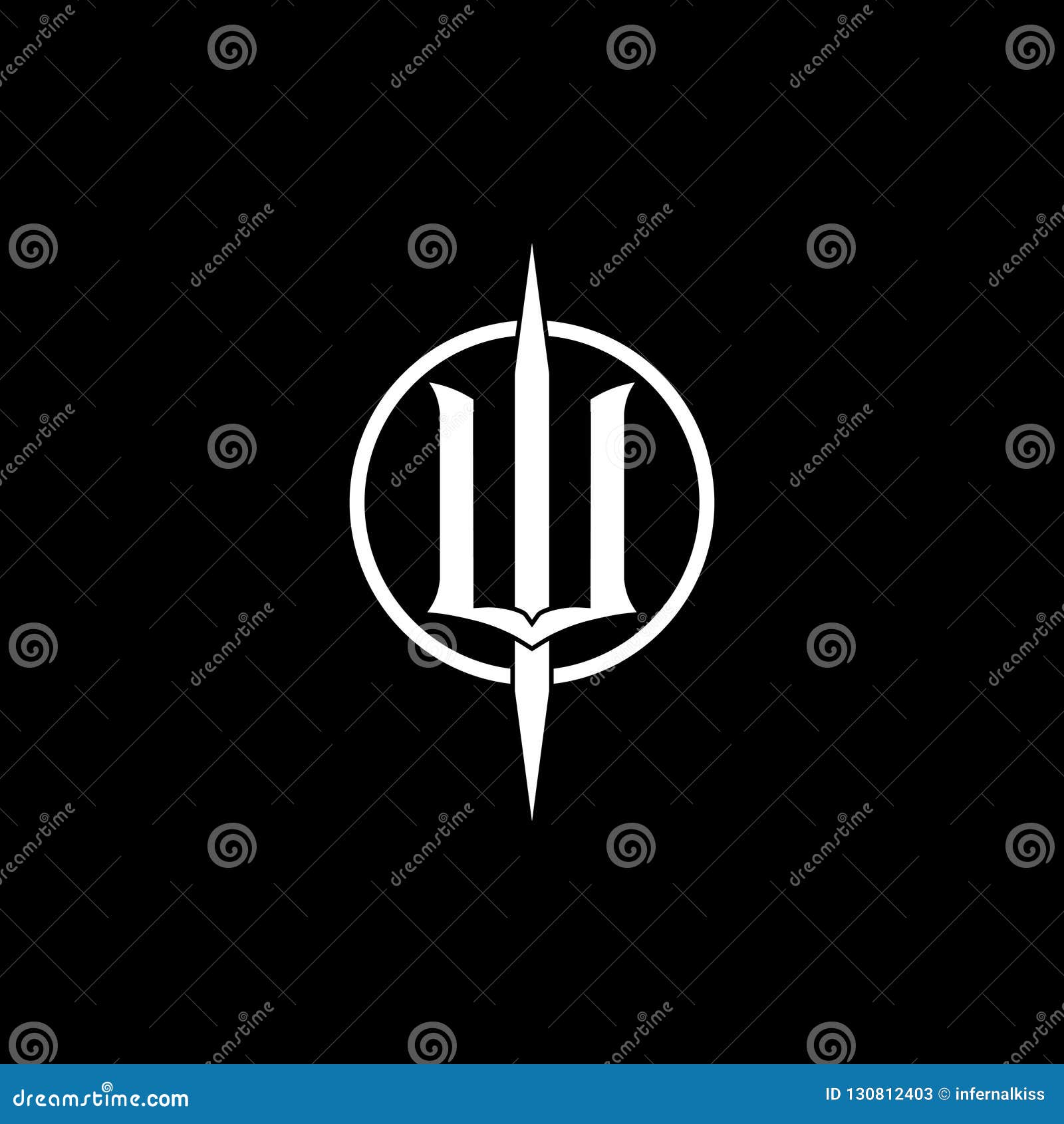 Letter W with Trident Shape Vector Logo Template Stock Vector ...