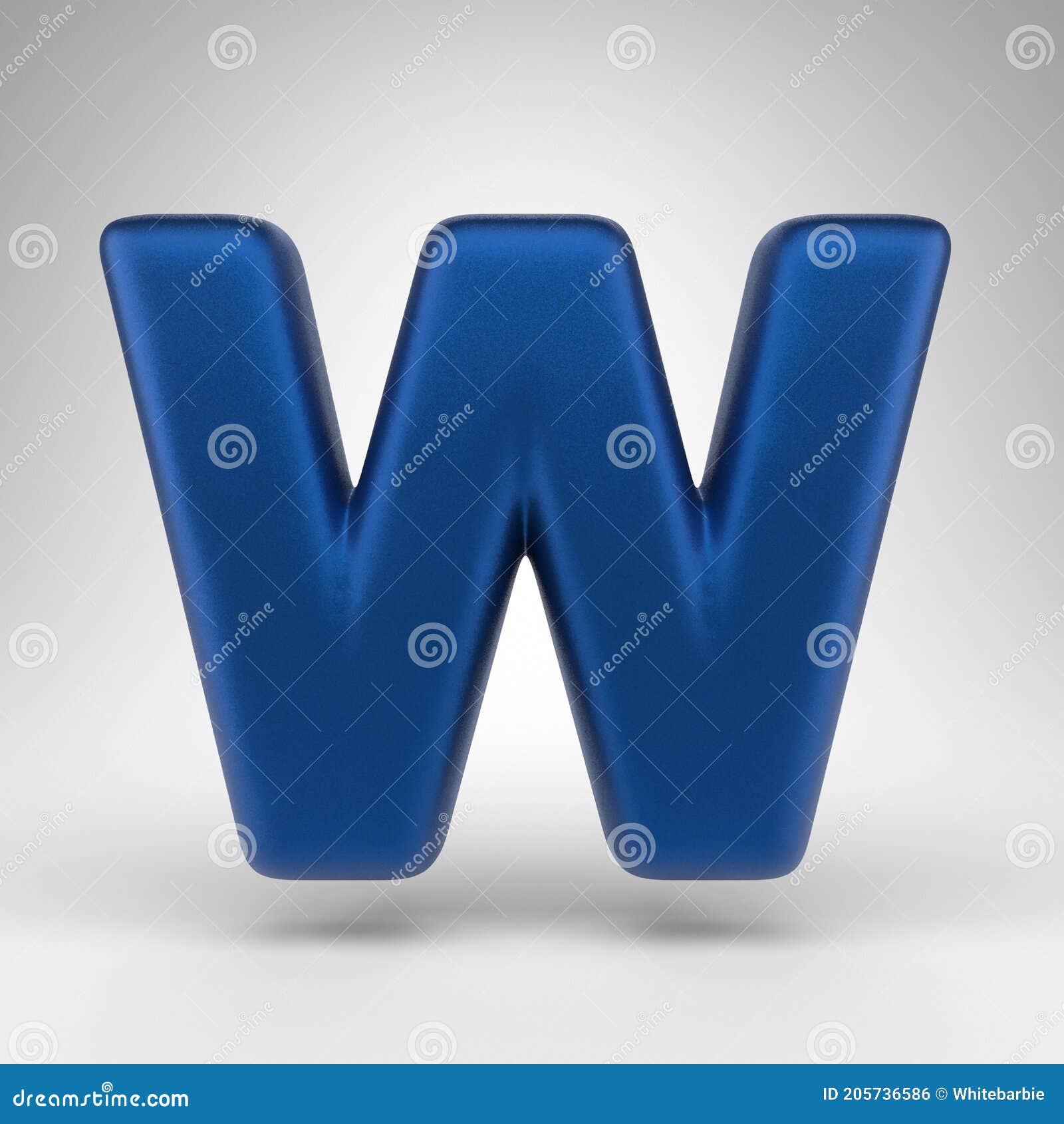 Letter W Uppercase on White Background. Anodized Blue 3D Letter with ...