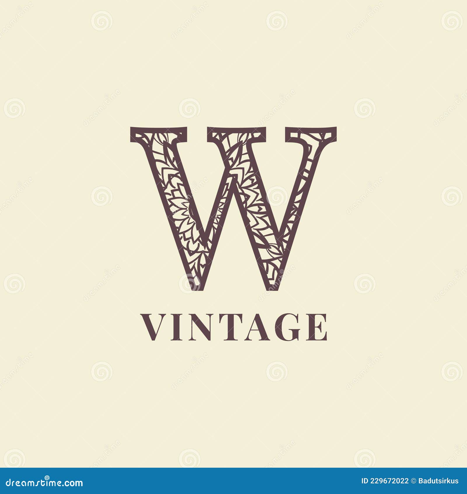Letter W Vintage Decoration Logo Stock Vector - Illustration of ...
