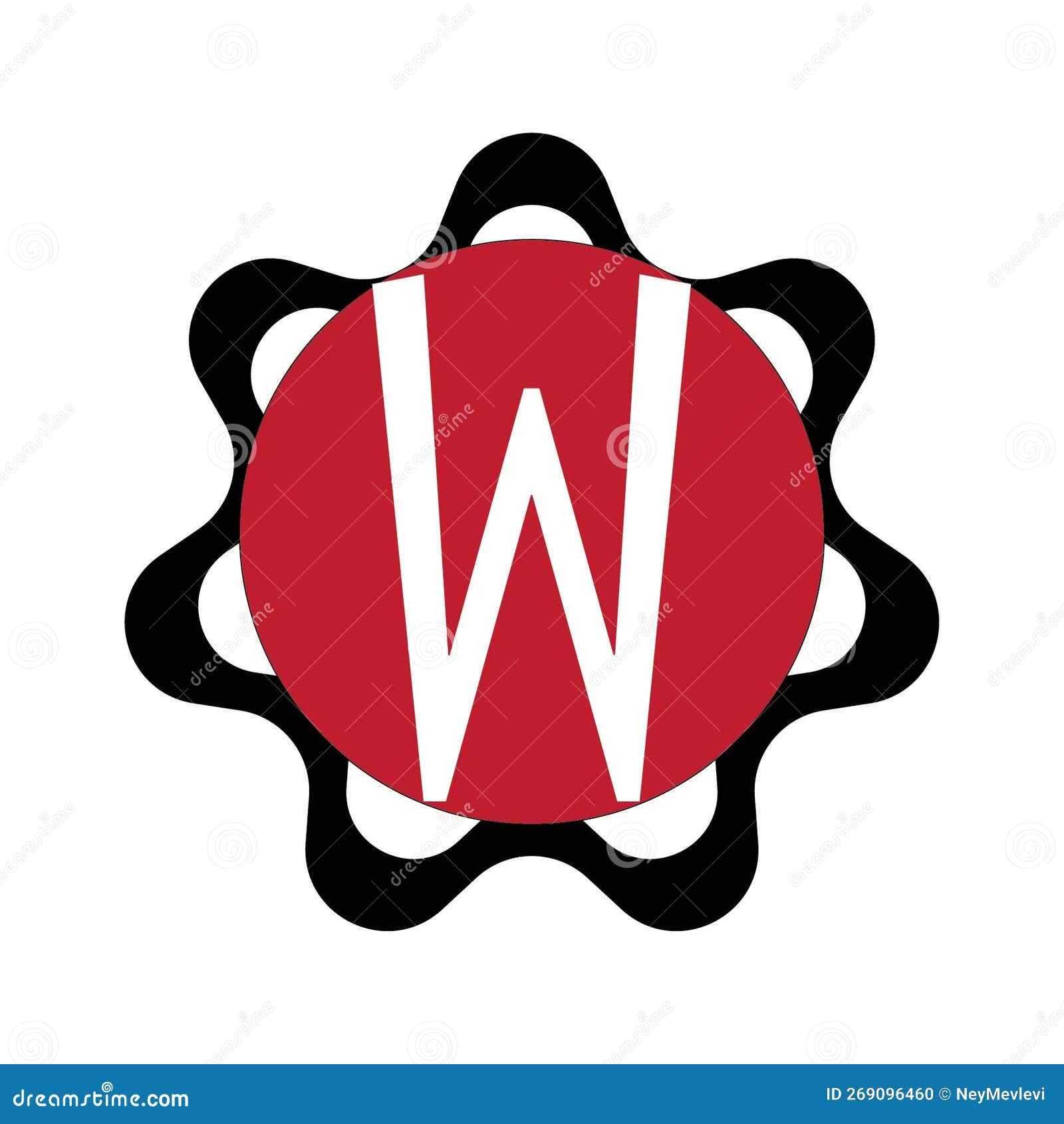 Letter W White Color with Red Circle and Black Waves Stock Illustration ...