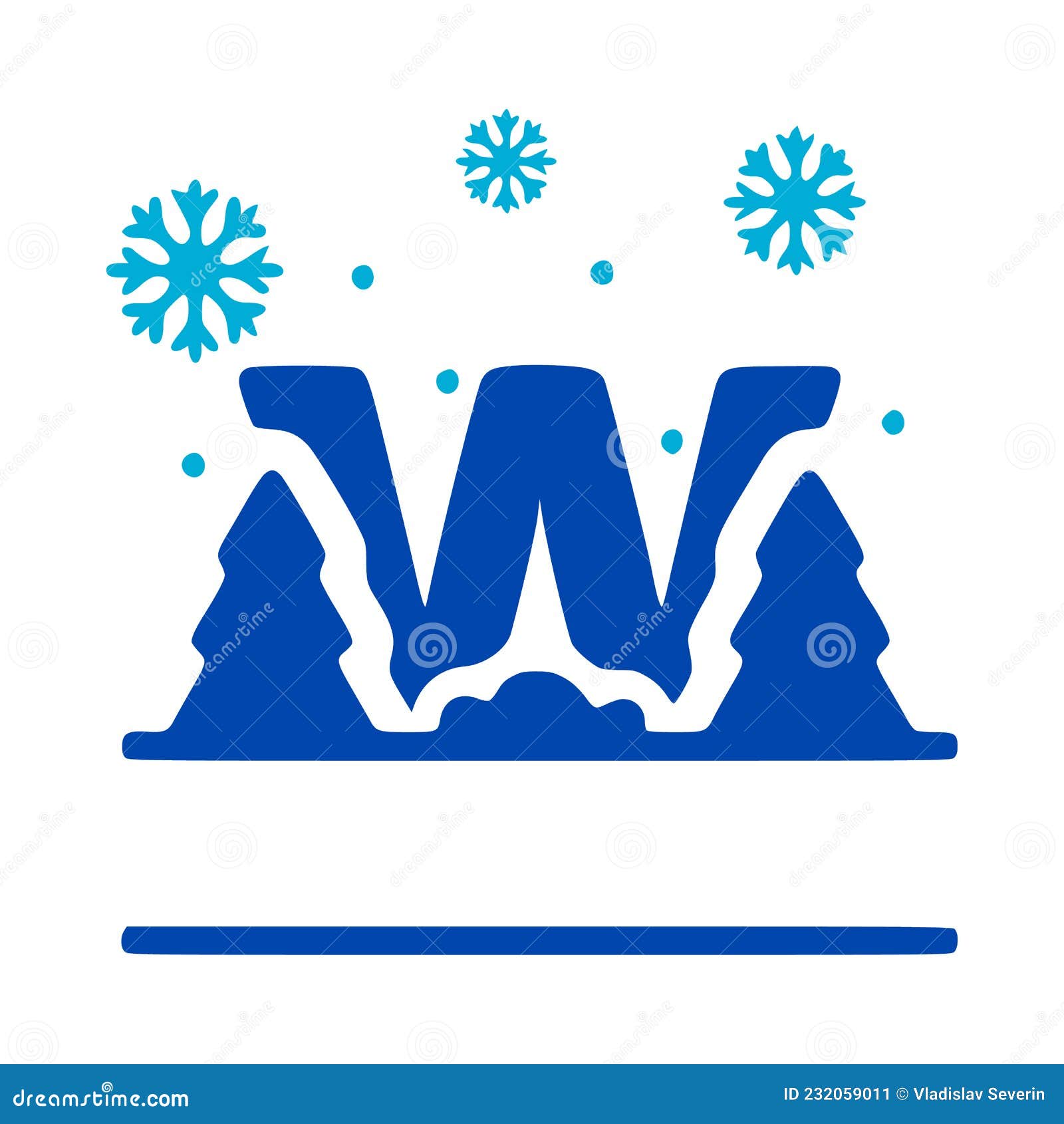 Letter W and Winter Composition Monogram Stock Vector - Illustration of ...