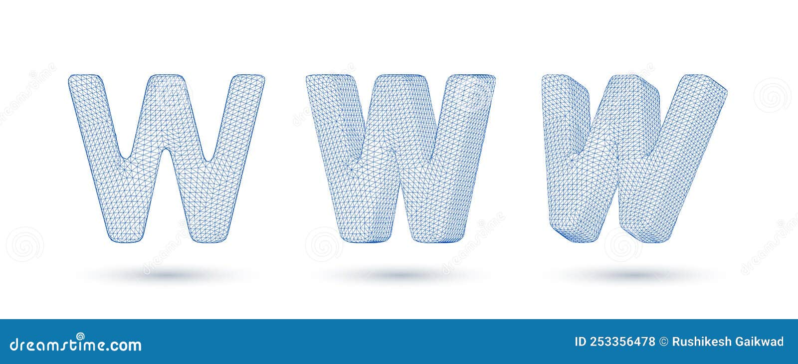 Letter W Wireframe High Polygonal Outline Low Poly Style Vector Design ...