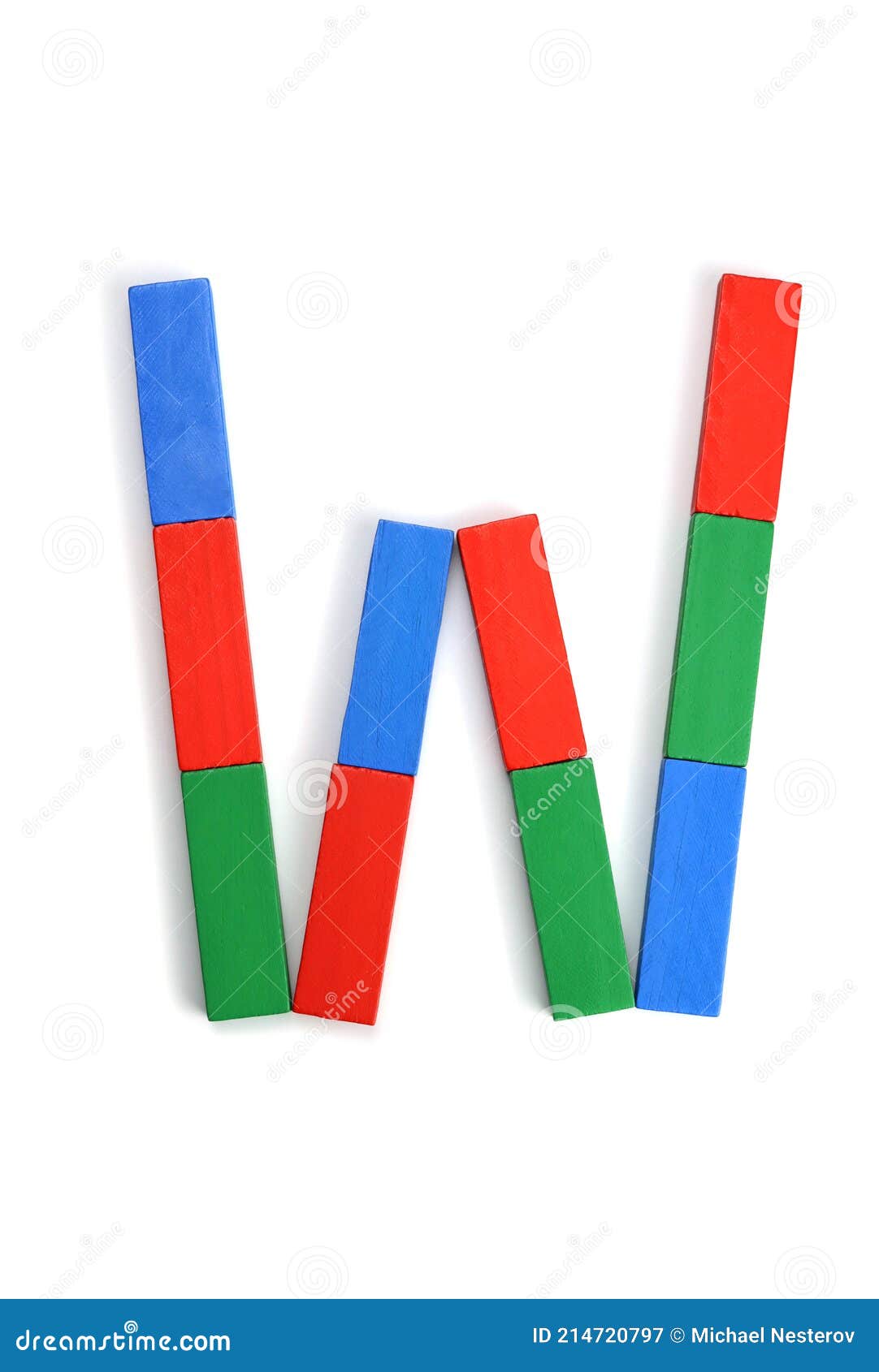 Letter W Written with Colored Wooden Blocks Isolated on White Stock ...
