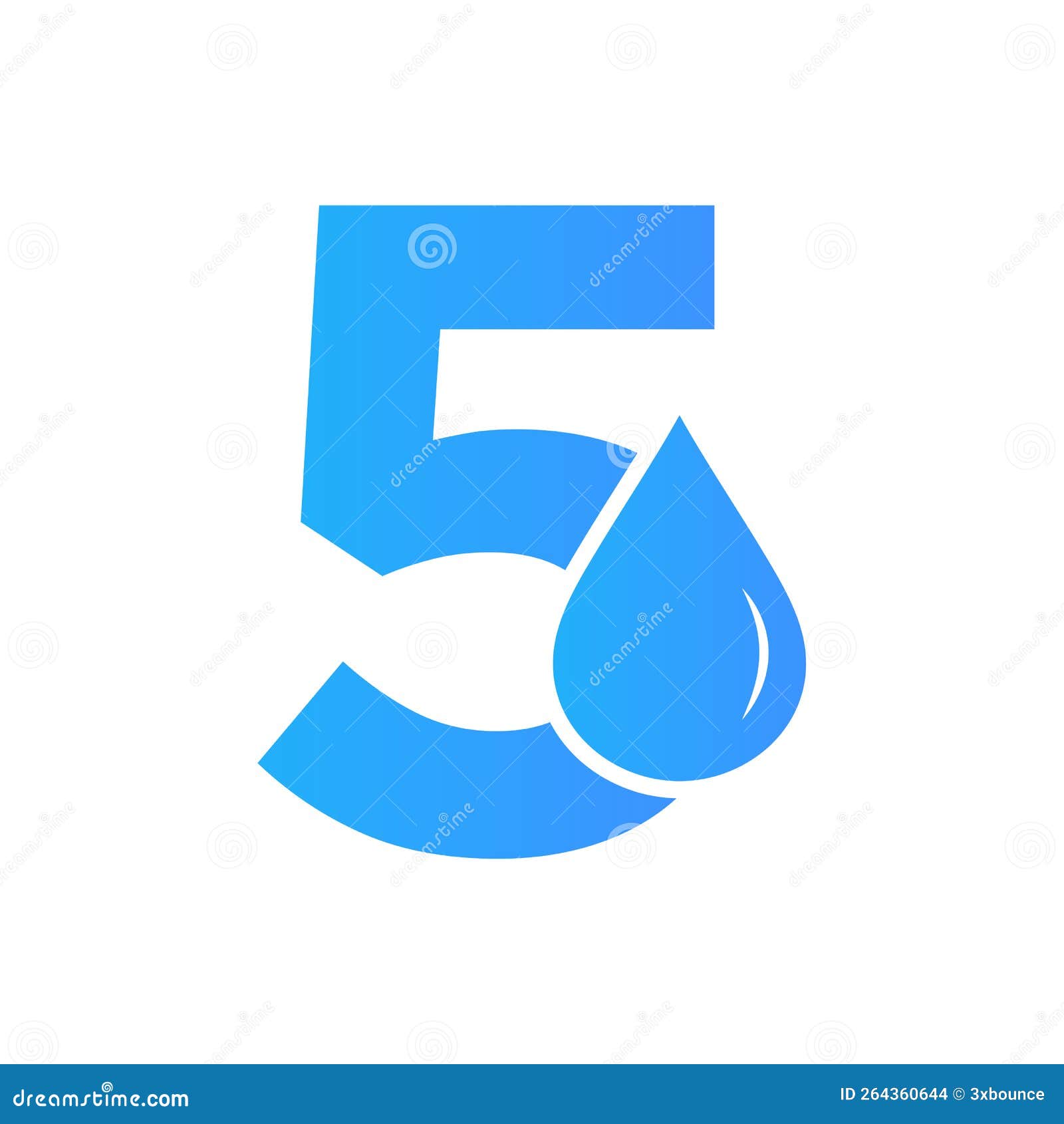 Letter 5 Water Logo Element Vector Template. Water Drop Logo Symbol ...