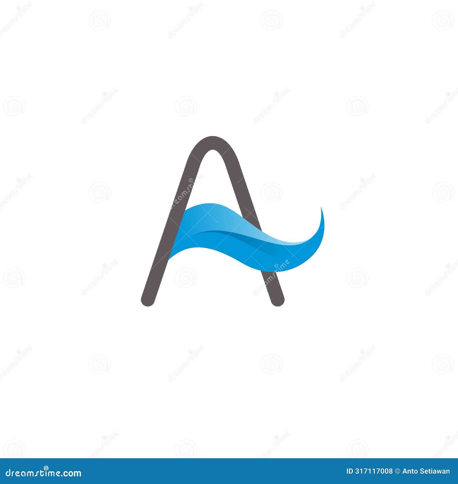 Letter a Wave Logo with Grey and Blue Color. a Initial Logo Stock ...
