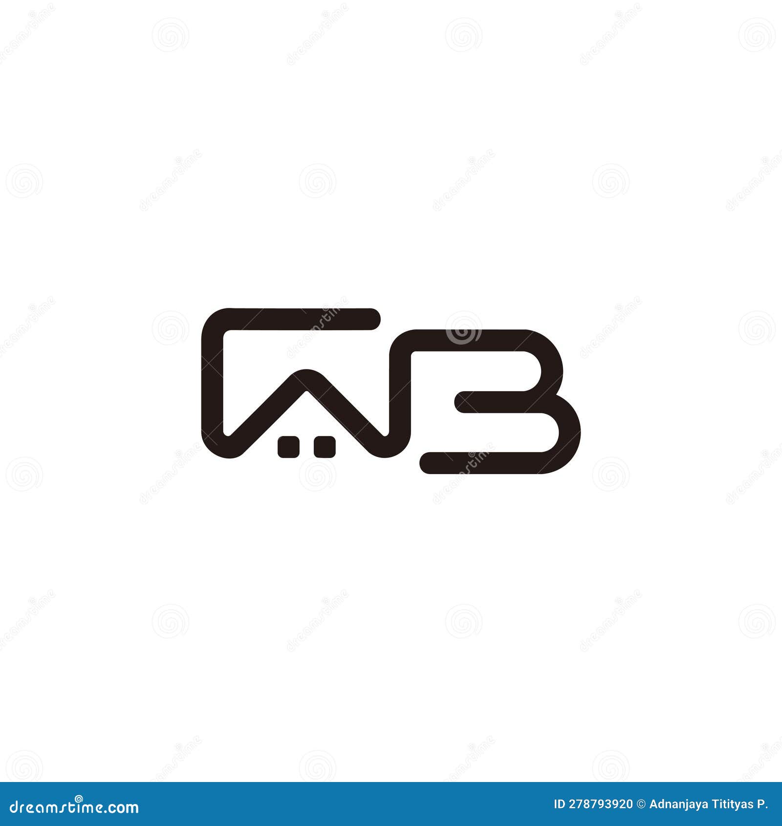 Letter Wb Home Monoline Simple Logo Vector Stock Vector - Illustration ...