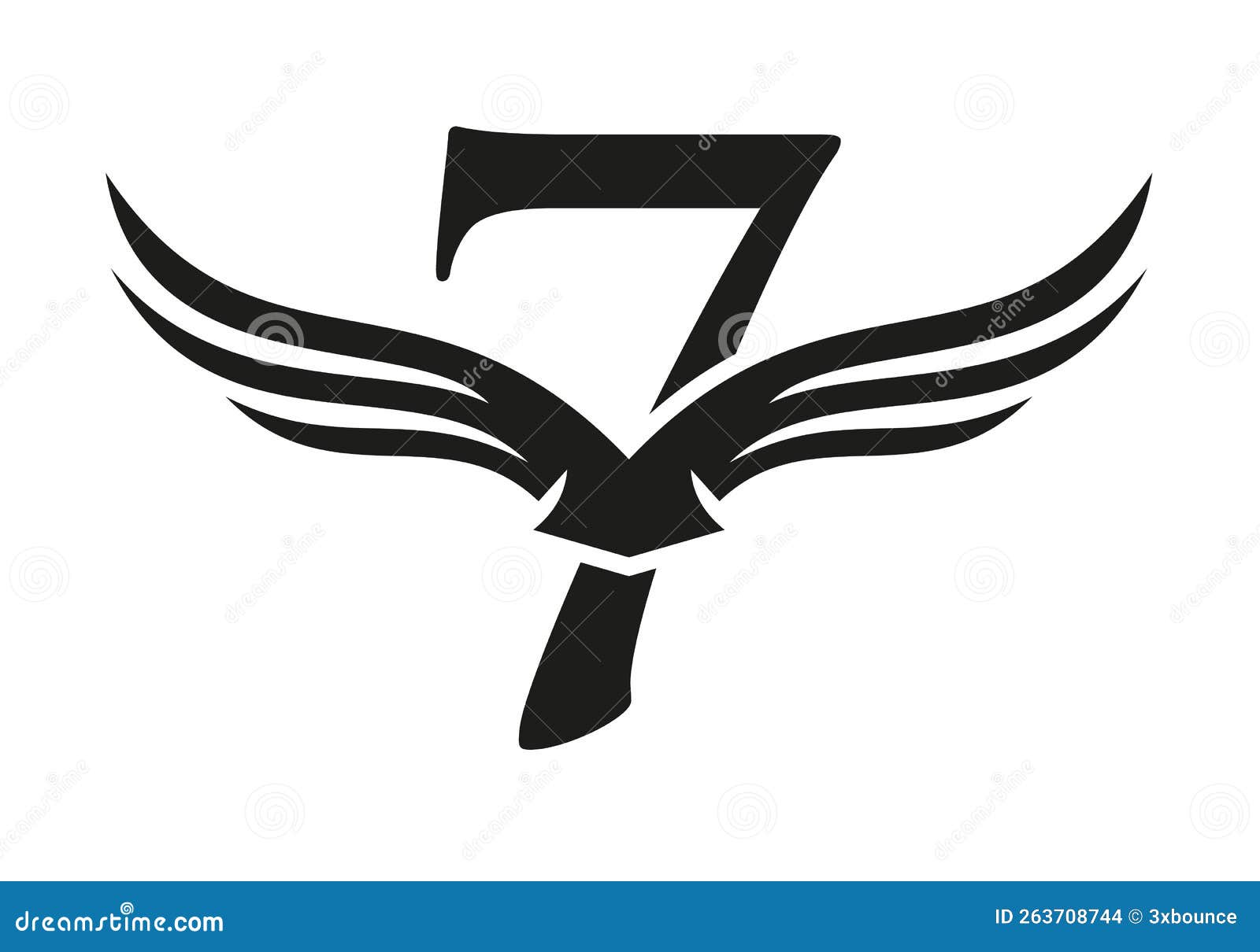 Letter 7 Wing Logo Design. Initial Flying Wing 7 Letter Logo. Letter 7 ...