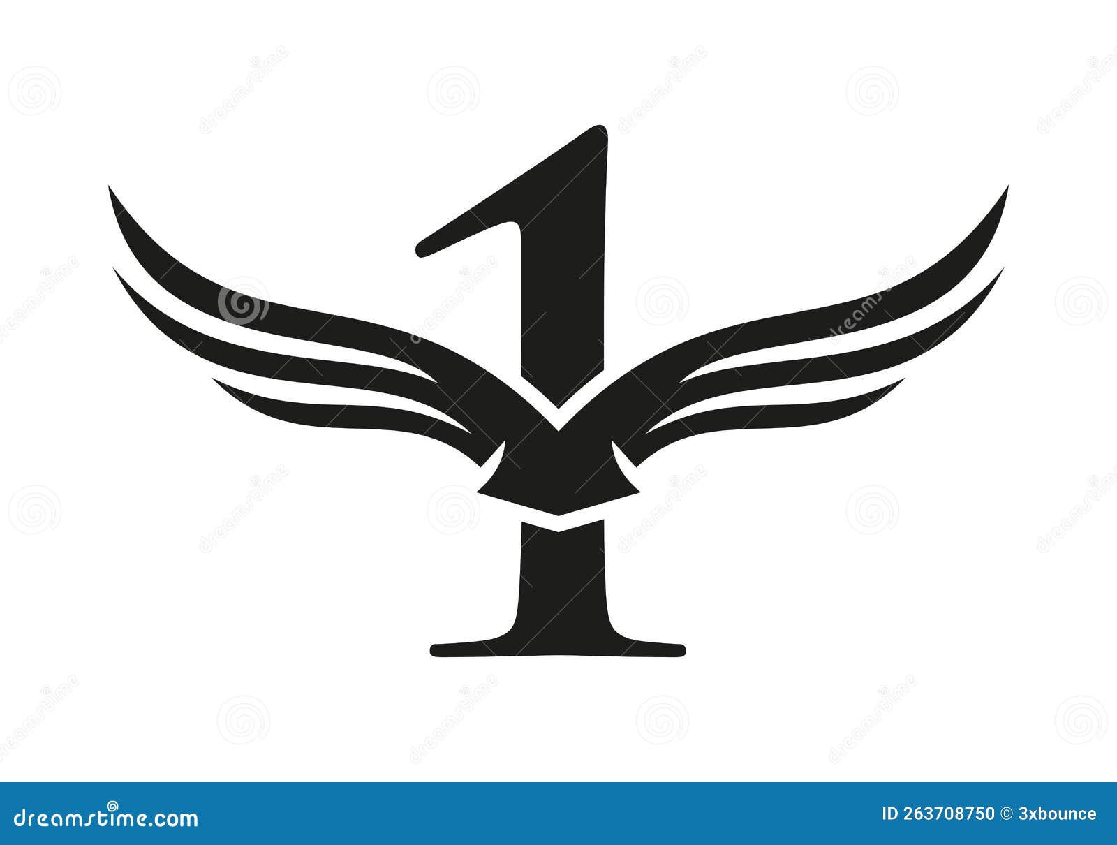 Letter 1 Wing Logo Design. Initial Flying Wing 1 Letter Logo. Letter 1 ...