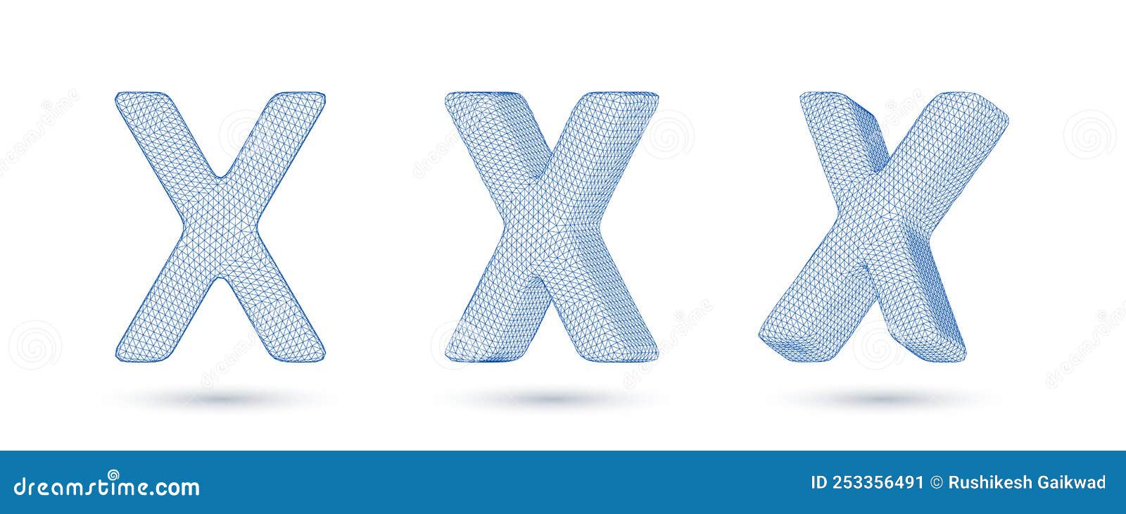 Letter X Wireframe High Polygonal Outline Low Poly Style Vector Design ...