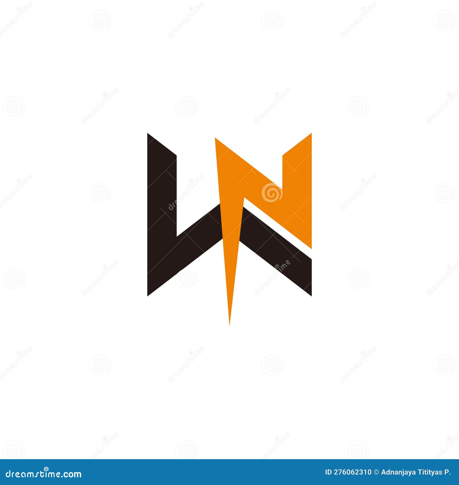 Letter Wn Thunder Shape Logo Vector Stock Vector - Illustration of ...