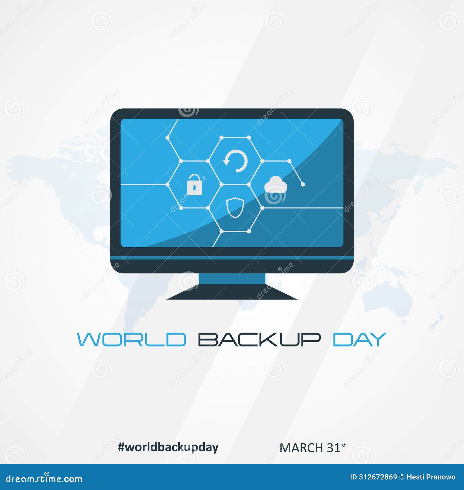 Letter World Backup Day Element Template Design Background Stock Vector ...