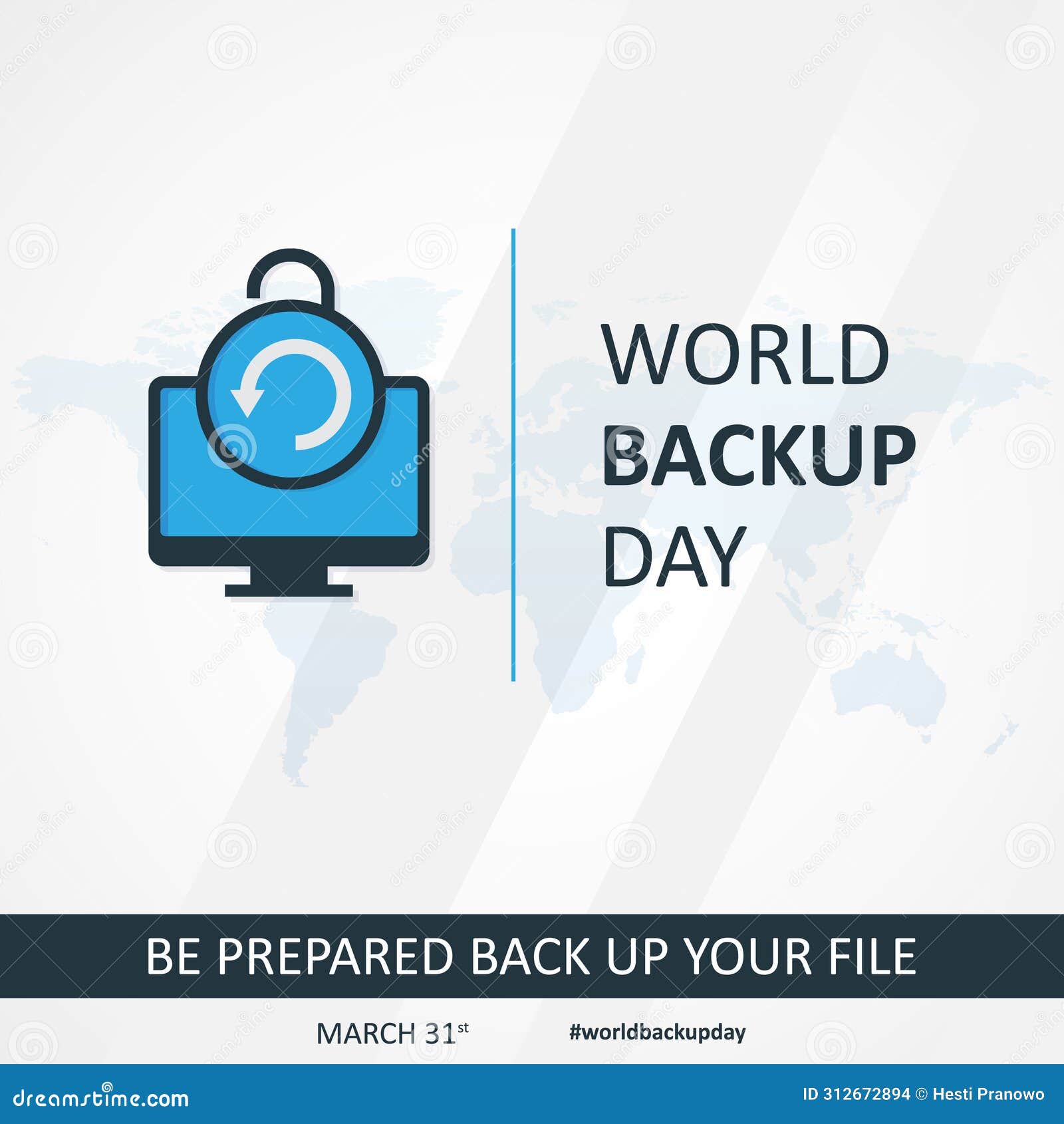 Letter World Backup Day Element Template Design Background Stock Vector ...