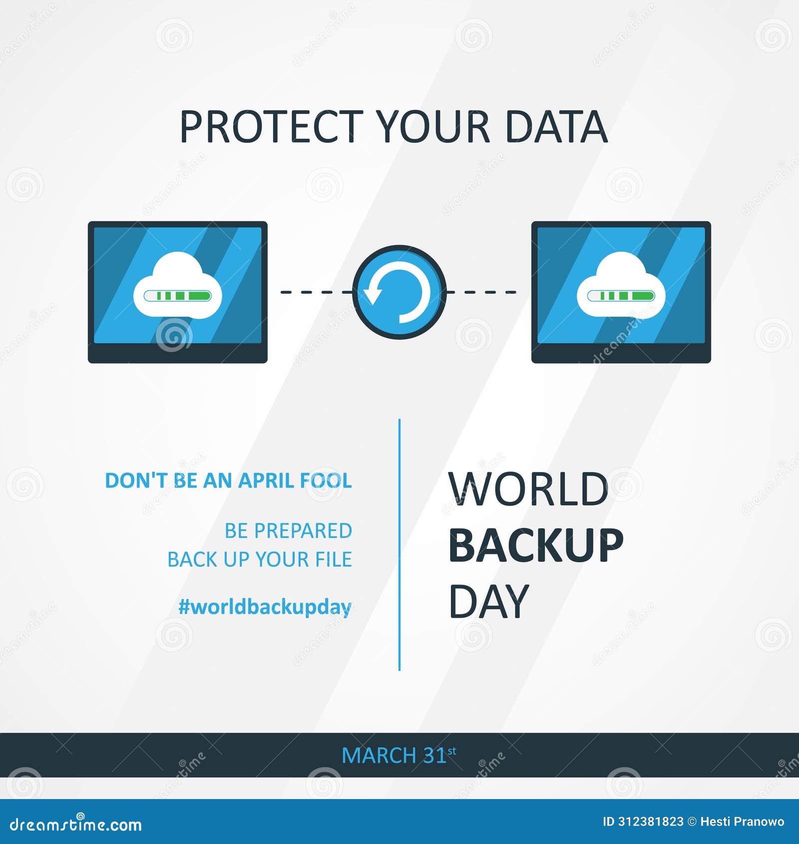 Letter World Backup Day Element Template Design March 31st Stock Vector ...