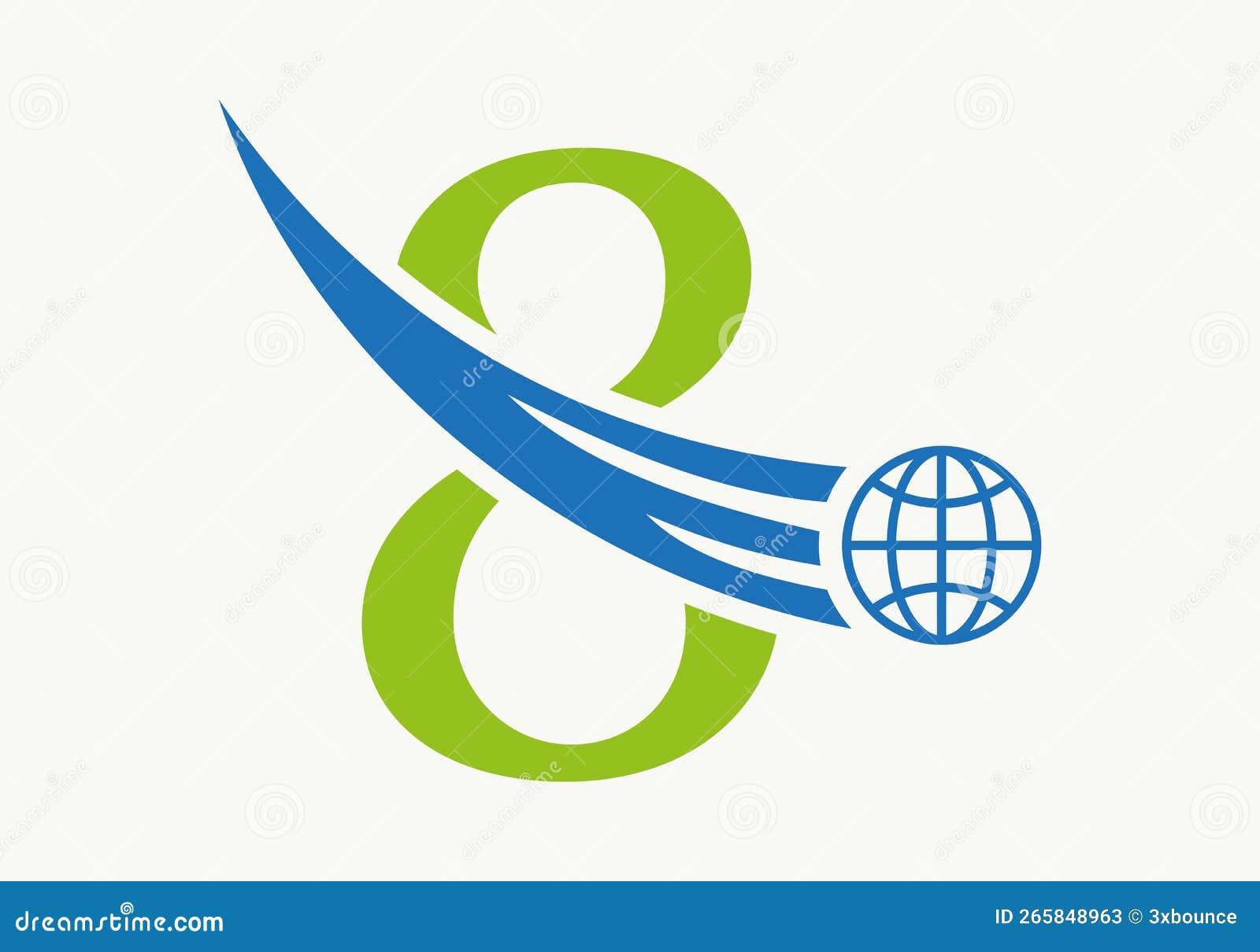 Letter 8 World Logo Concept with Moving Global Icon Vector Template ...