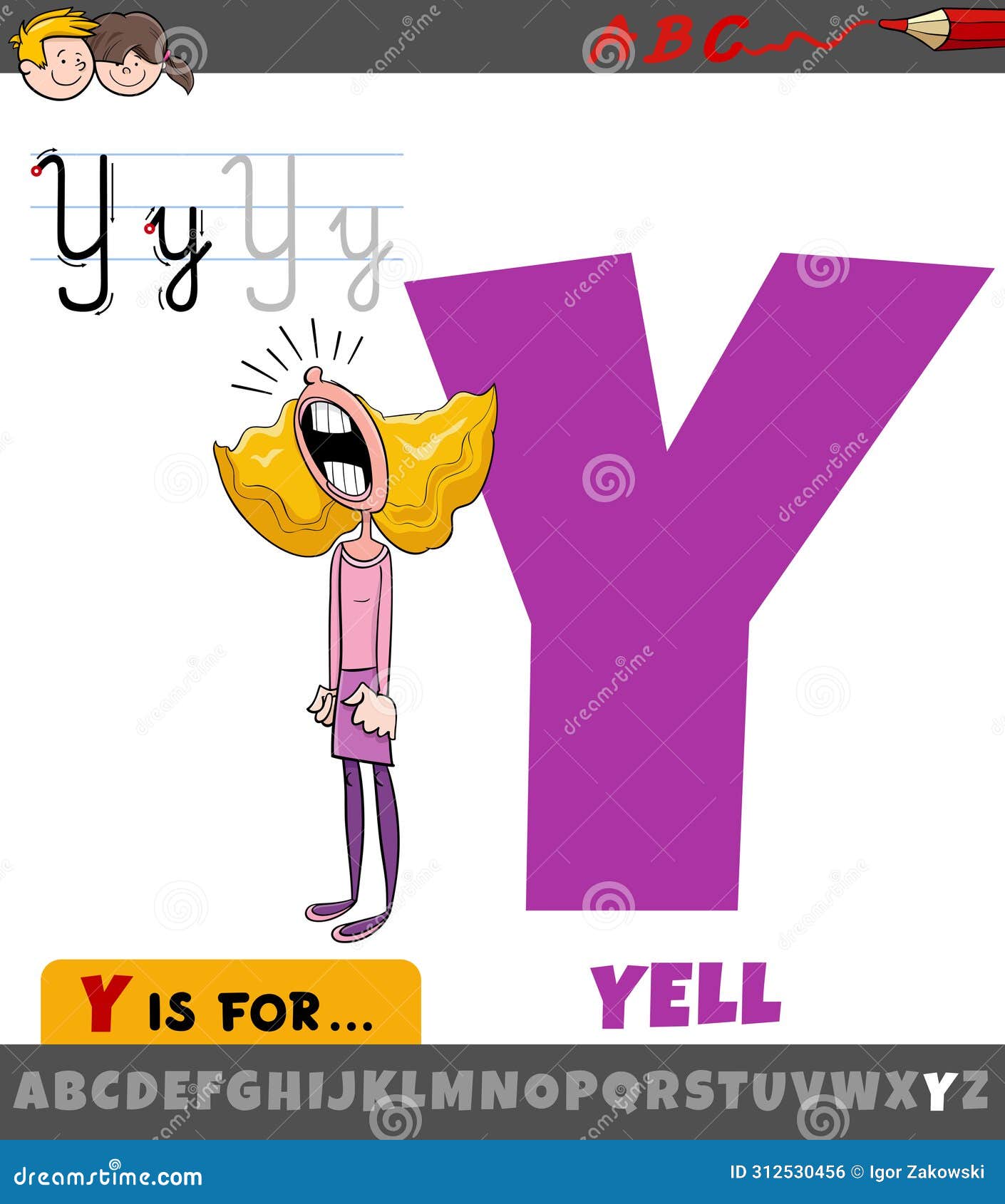 Letter Y From Alphabet With Cartoon Illustration Of Yell Phrase ... Letter Y From Alphabet With Cartoon Illustration Of Yell Phrase ...