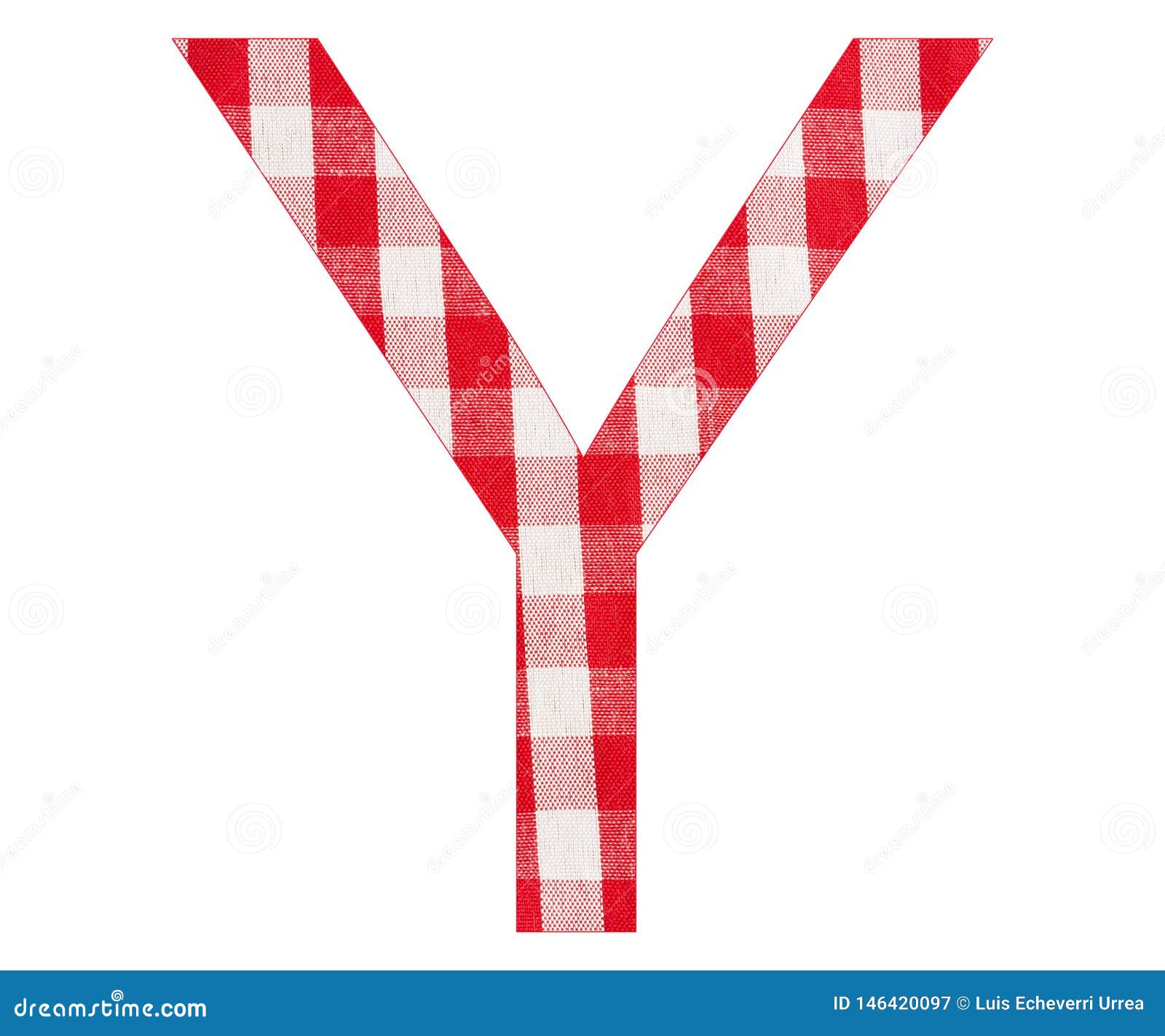 Letter Y of the Alphabet - Red Checkered Fabric Tablecloth - White ...