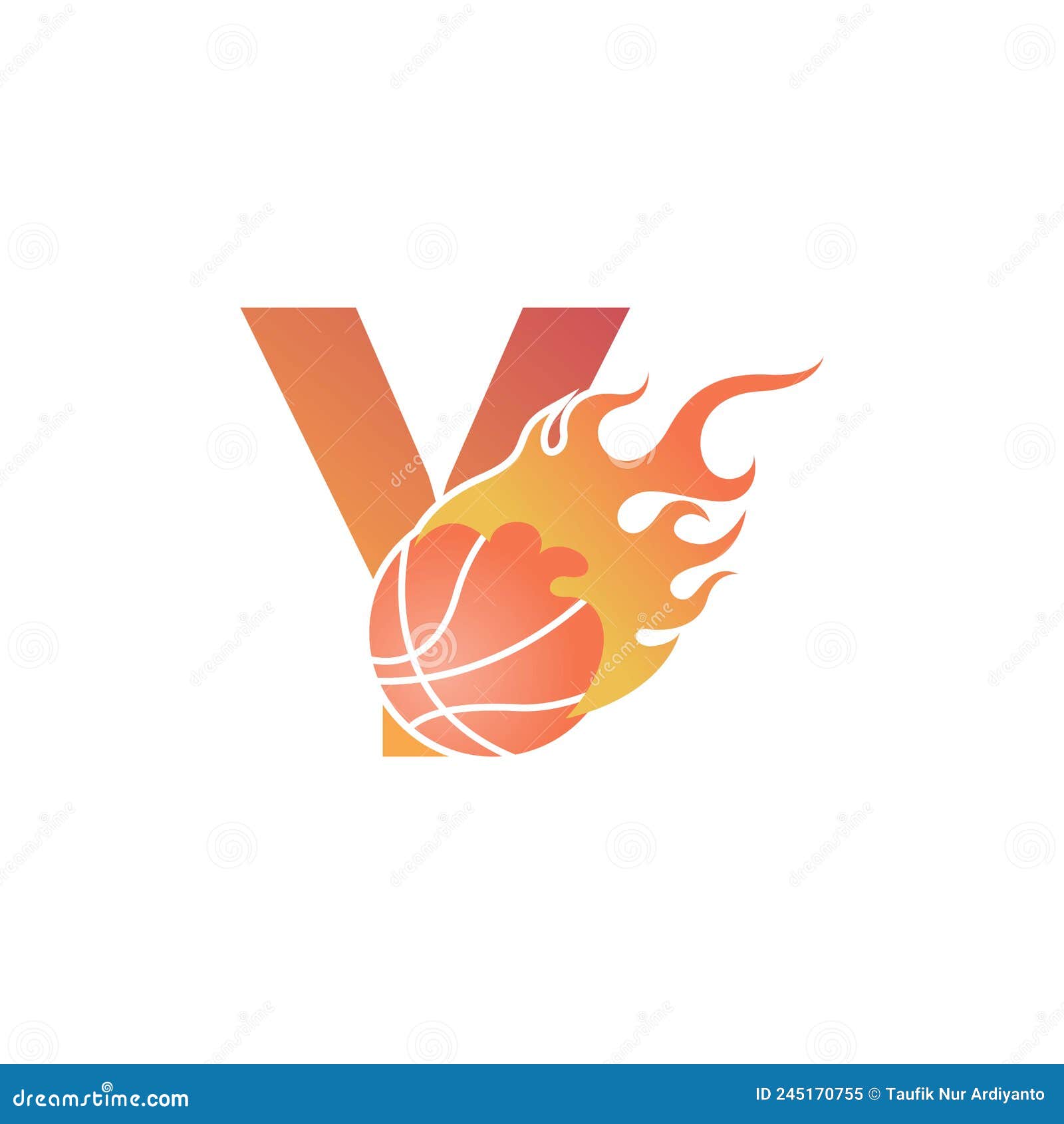 Letter Y with Basketball Ball on Fire Illustration Stock Vector ...