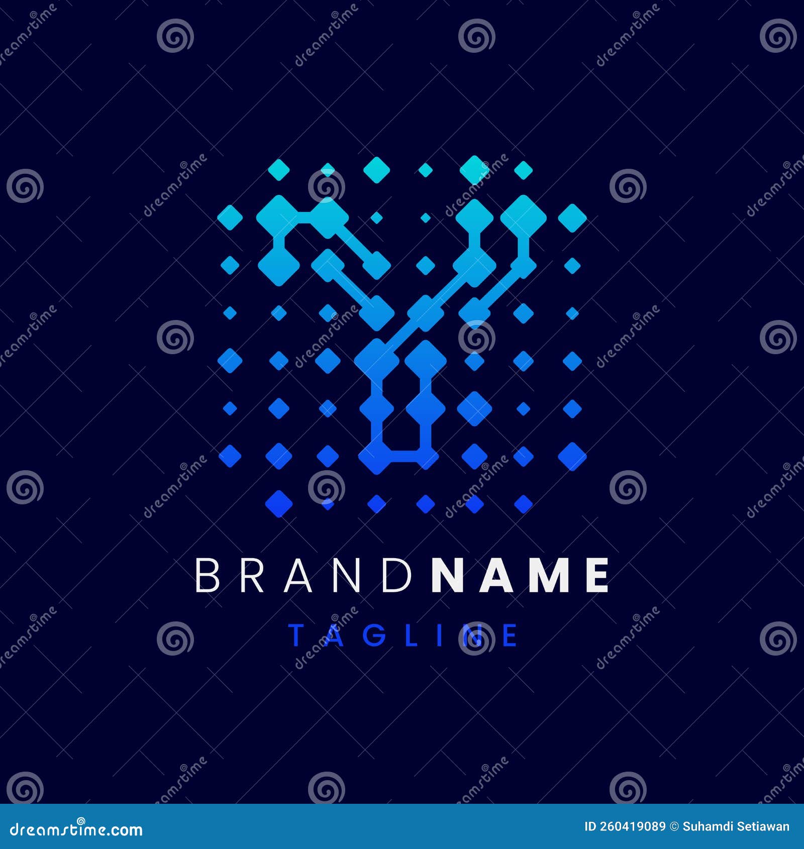 Letter Y Connected Dots Technology Logo Design Stock Illustration ...