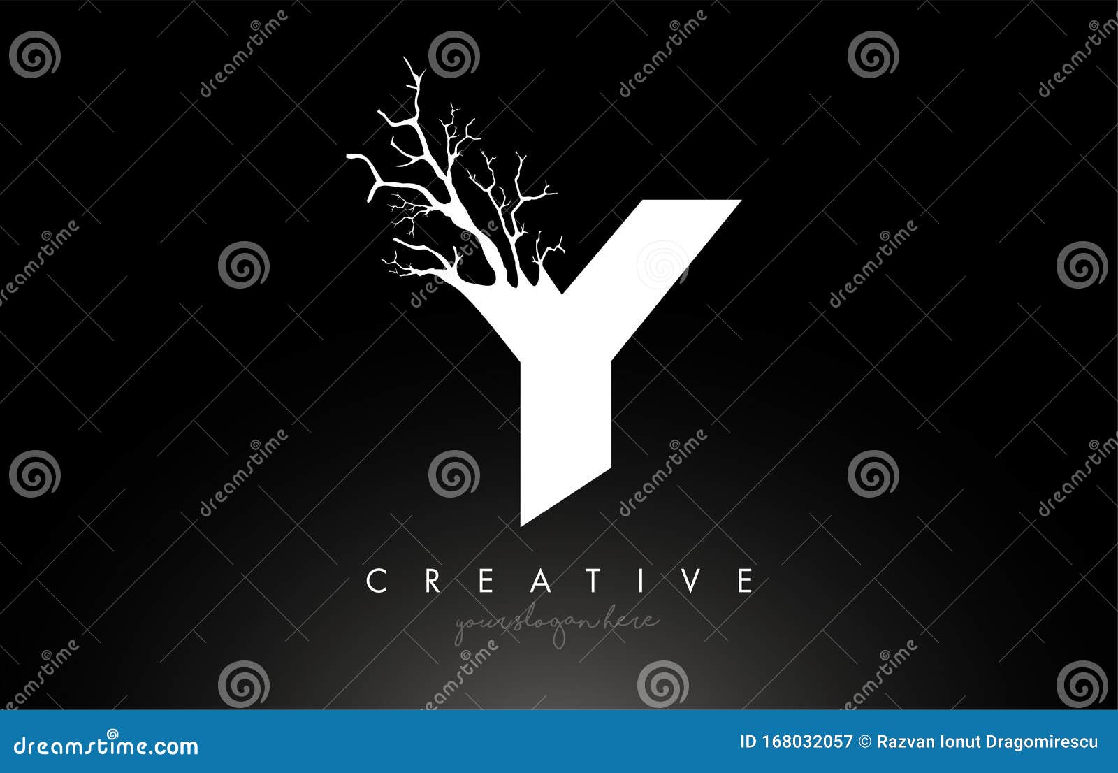 Letter Y Design Logo with Creative Tree Branch. Y Letter Tree Icon Logo ...