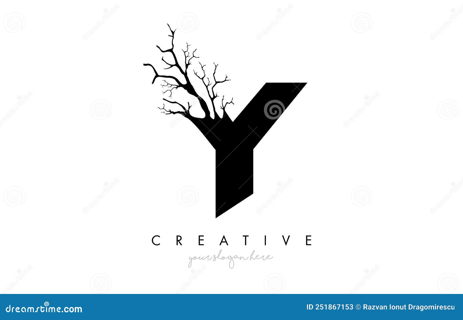 Letter Y Design Logo with Creative Tree Branch. Y Letter Tree Icon Logo ...
