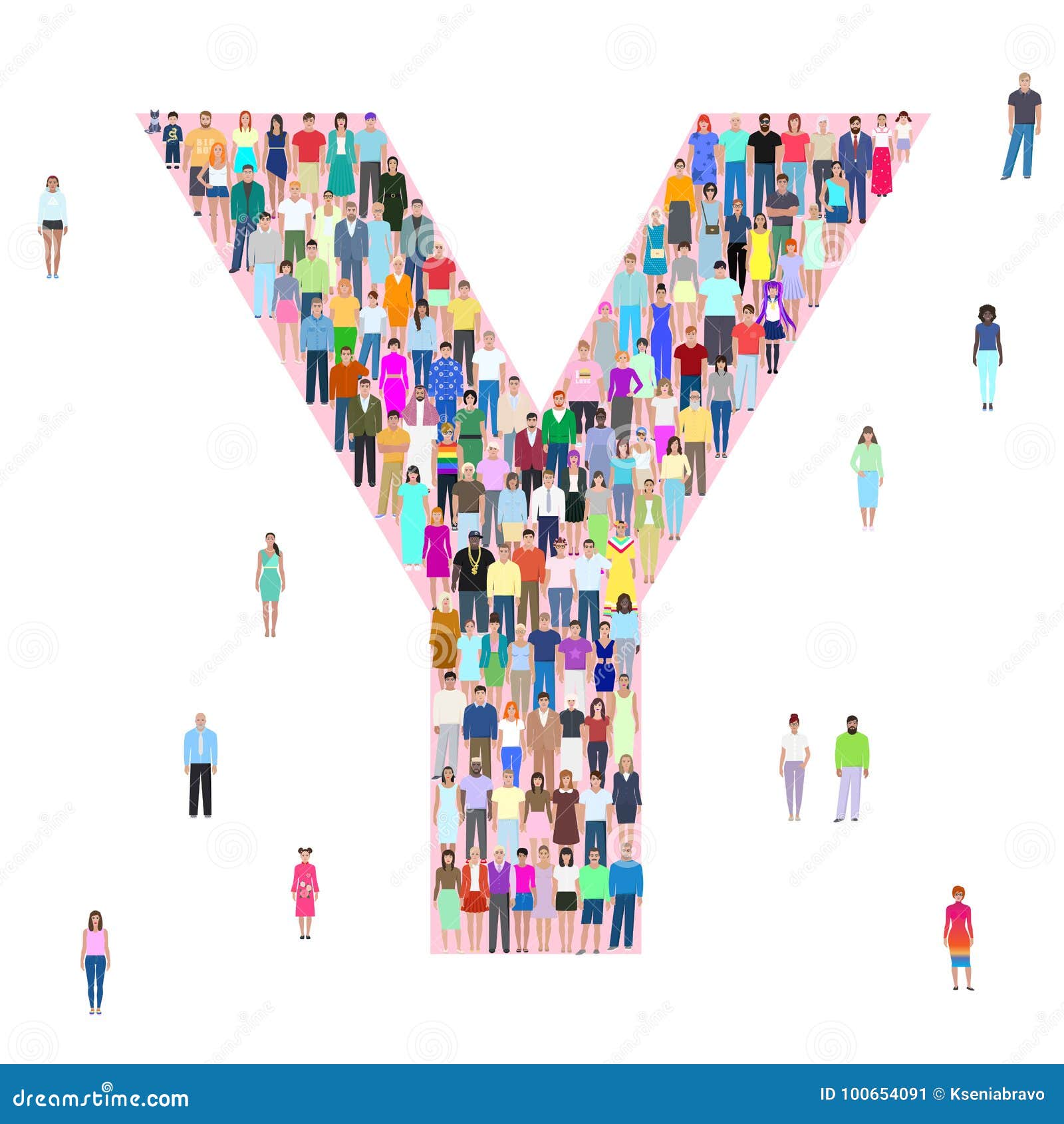 Letter Y, Different People, Vector Illustration Stock Vector ...