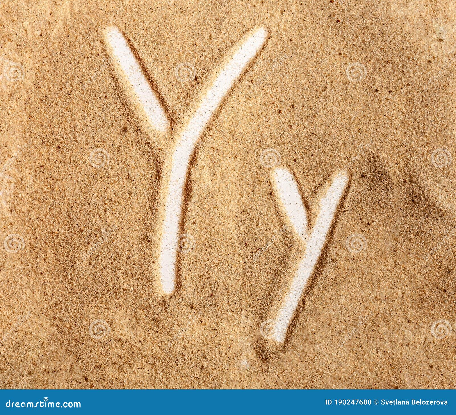 Letter Y. English Handwritten Alphabet in the Sand Stock Photo - Image ...