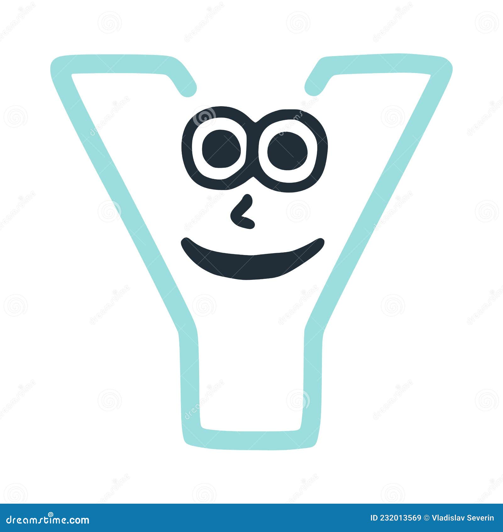 Letter Y Happy Eccentric Smiling Character Stock Vector - Illustration ...