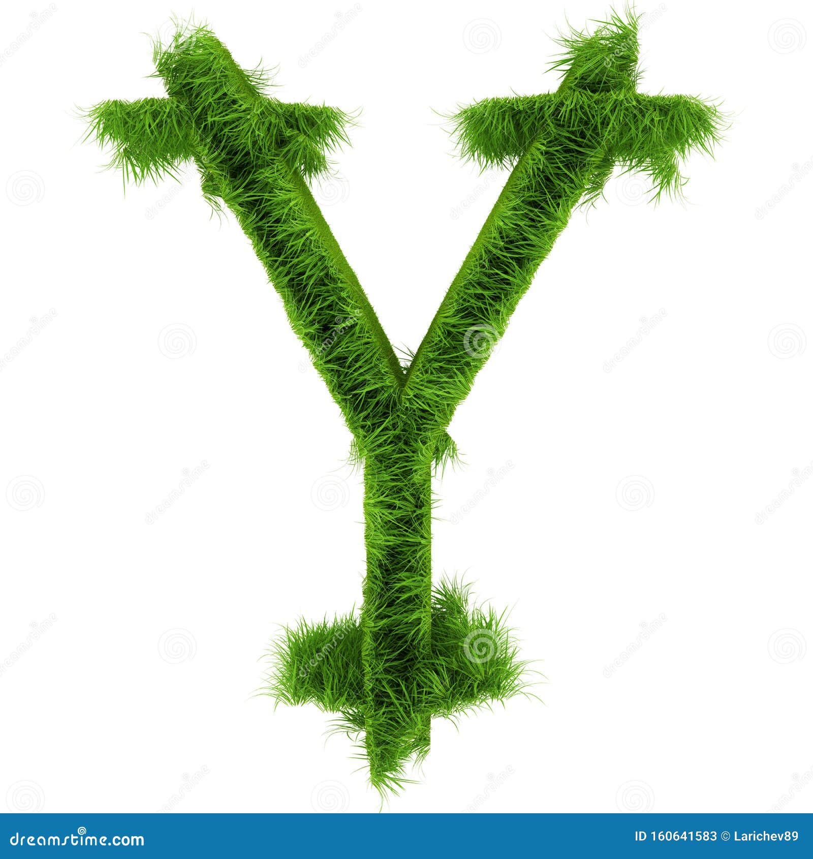 Letter Y Made of Green Grass Isolated on White. 3d Rendering Stock ...