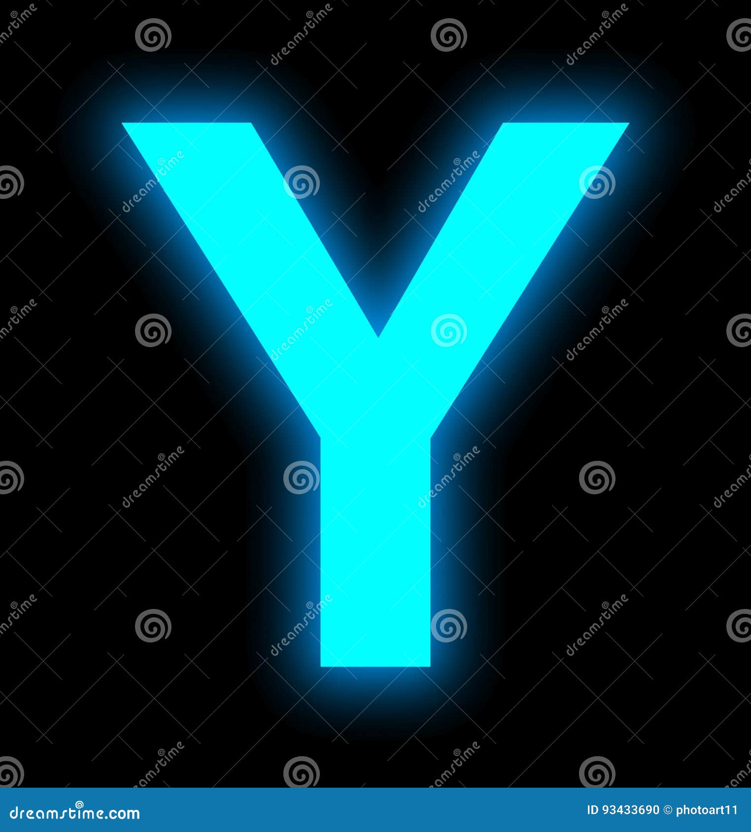Letter Y Neon Light Full Isolated on Black Stock Illustration ...