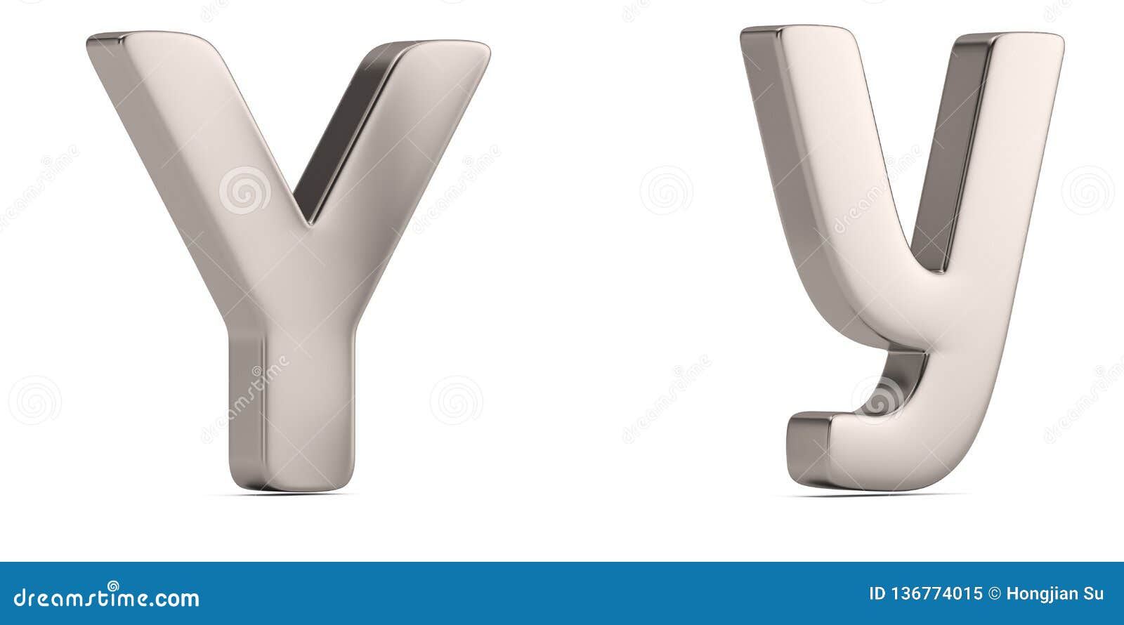 Letter Y from Steel Solid Alphabet Isolated on White Background. 3D ...
