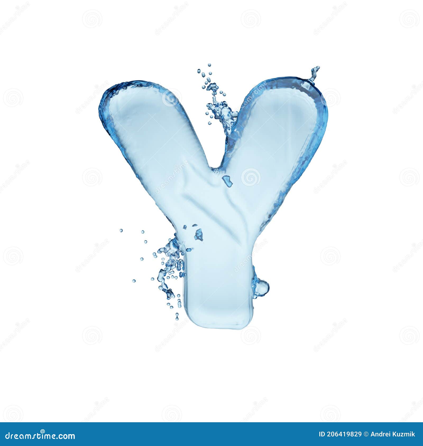 Letter Y Water Splash Alphabet Isolated on White. 3D Rendering ...
