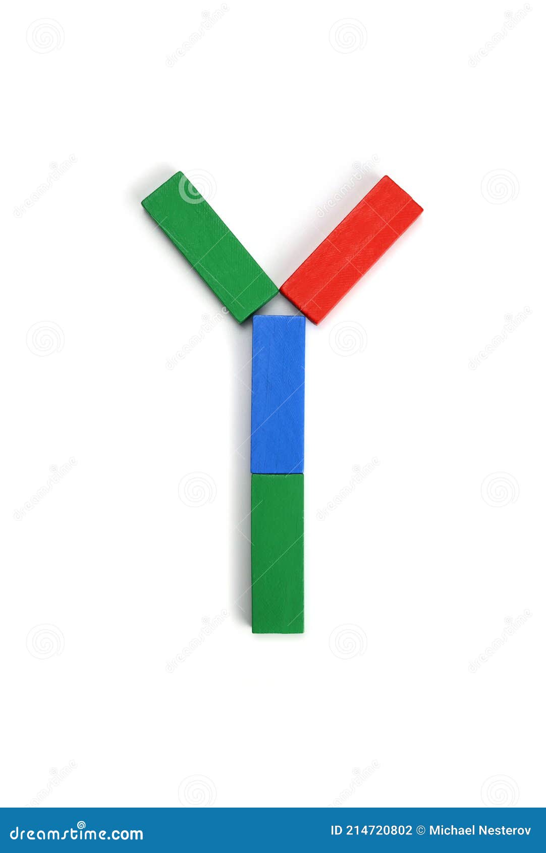 Letter Y Written with Colored Wooden Blocks Isolated on White Stock ...