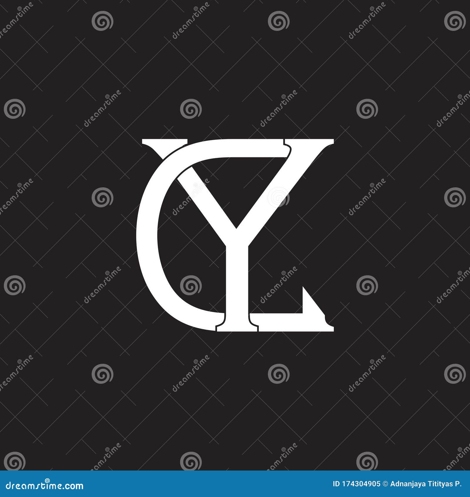 Letter Yc Symbol Overlapping Flat Design Logo Vector Stock Vector ...