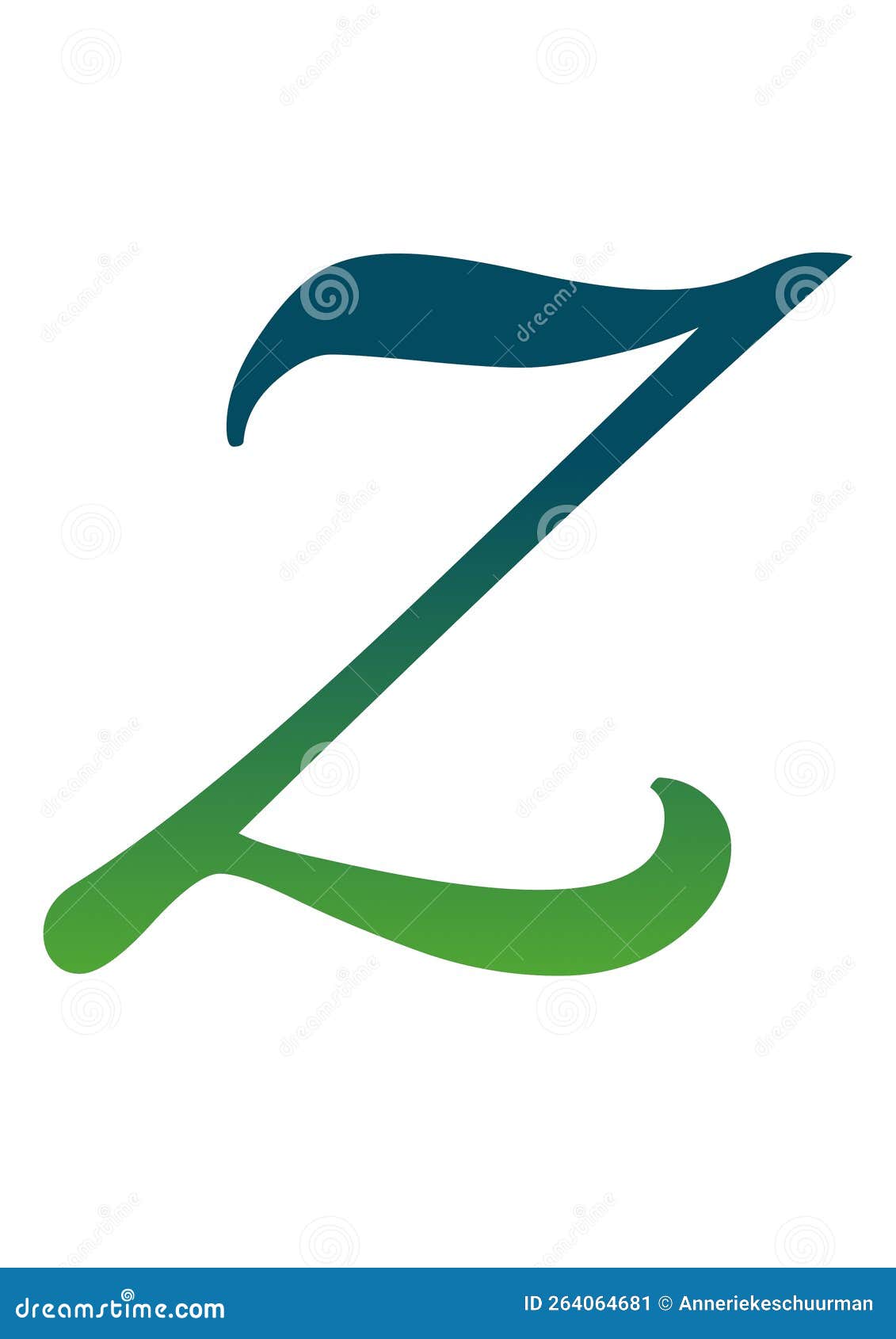 Letter Z of the Alphabet Made with Green and Blue Gradient Stock ...