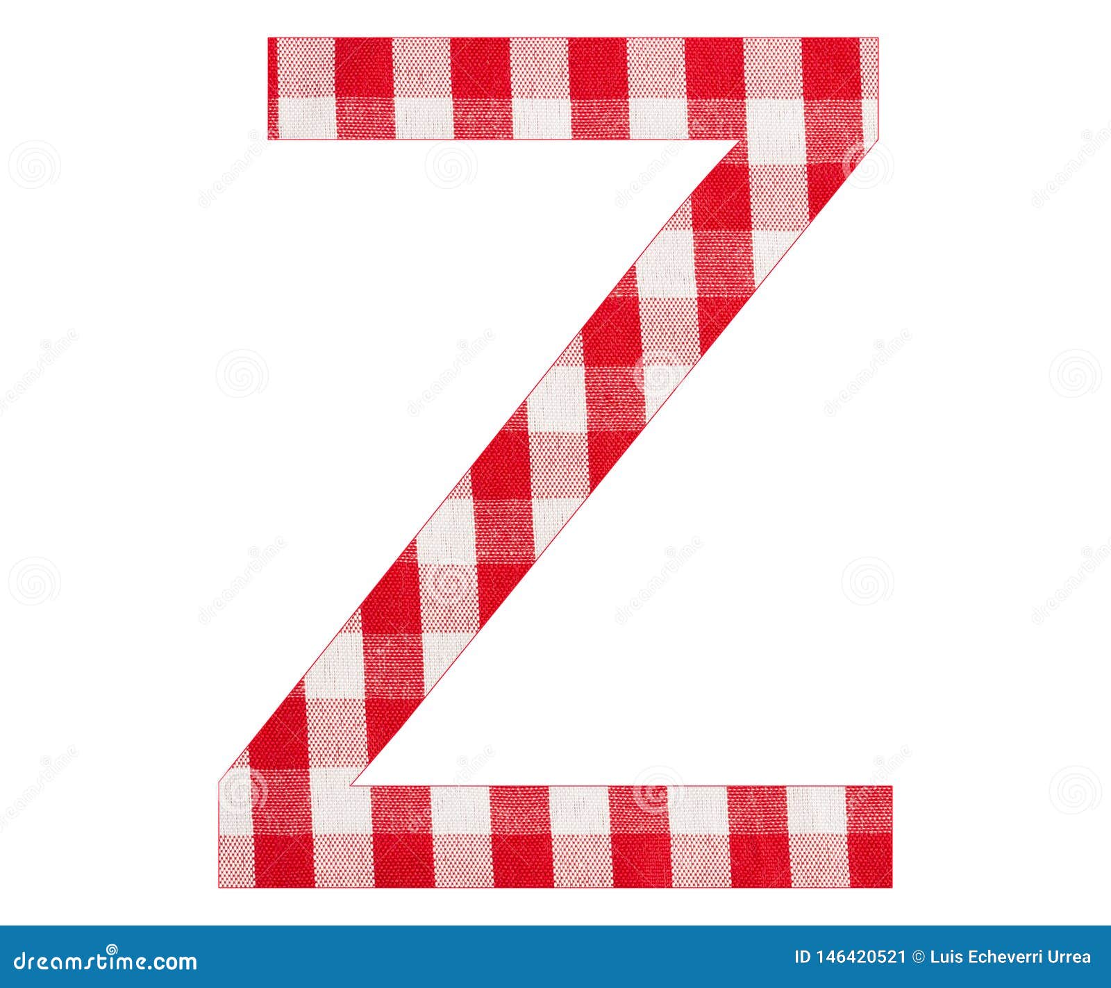 Letter Z of the Alphabet - Red Checkered Fabric Tablecloth - White ...