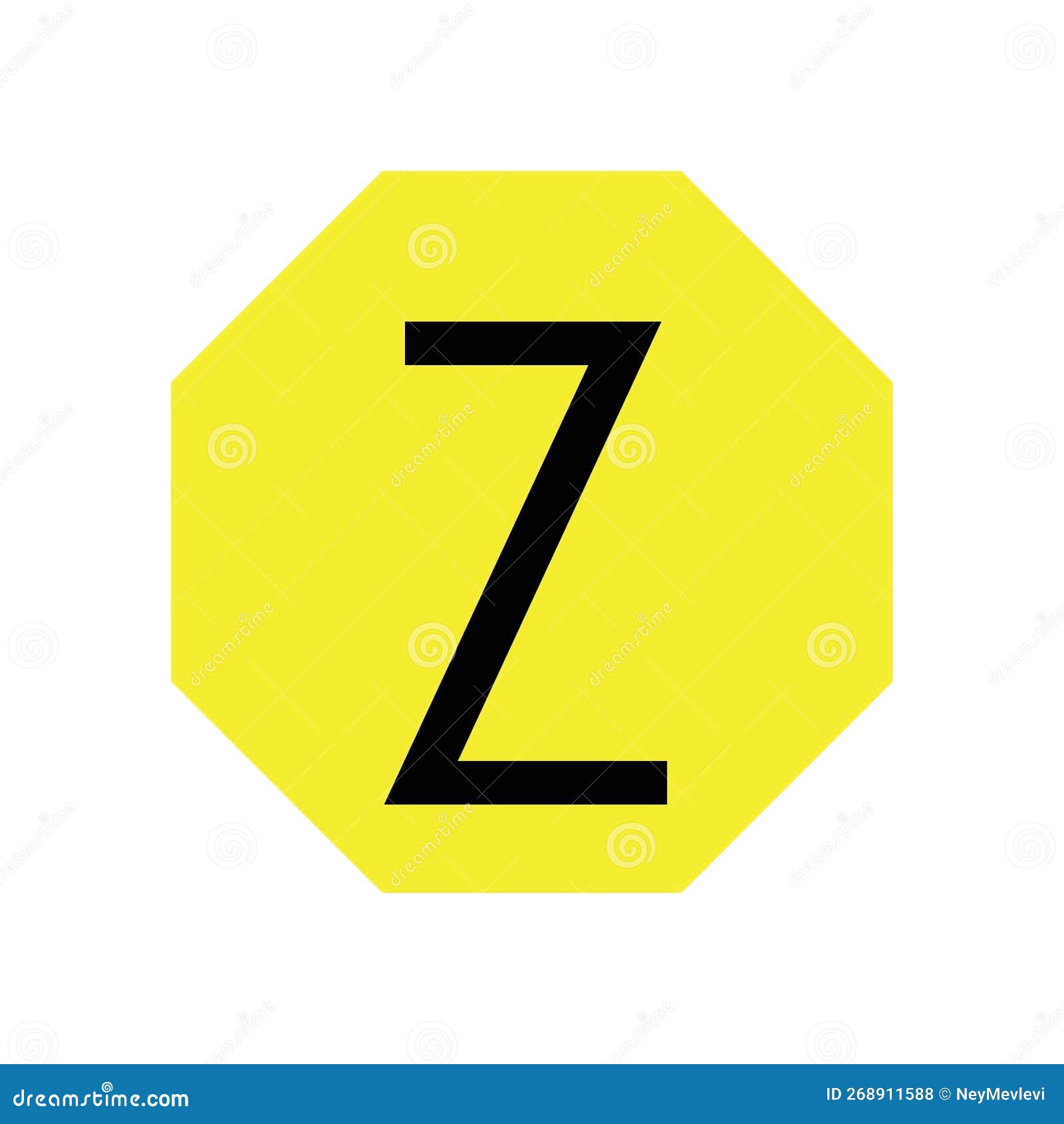The Letter Z is Black in Color with a Yellow Octagon Stock Illustration ...