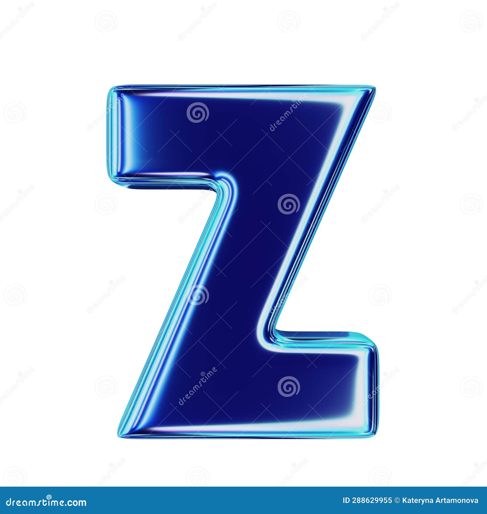 Letter Z Blue Metallic. Isolated on White Background Stock Illustration ...