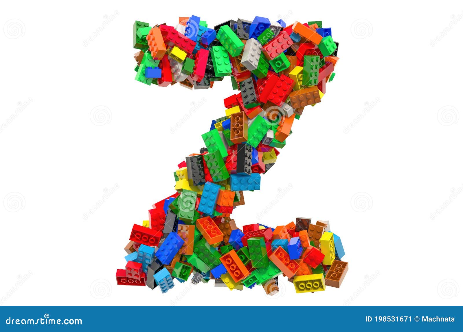 Letter Z from Colored Plastic Building Blocks, 3D Rendering Stock ...