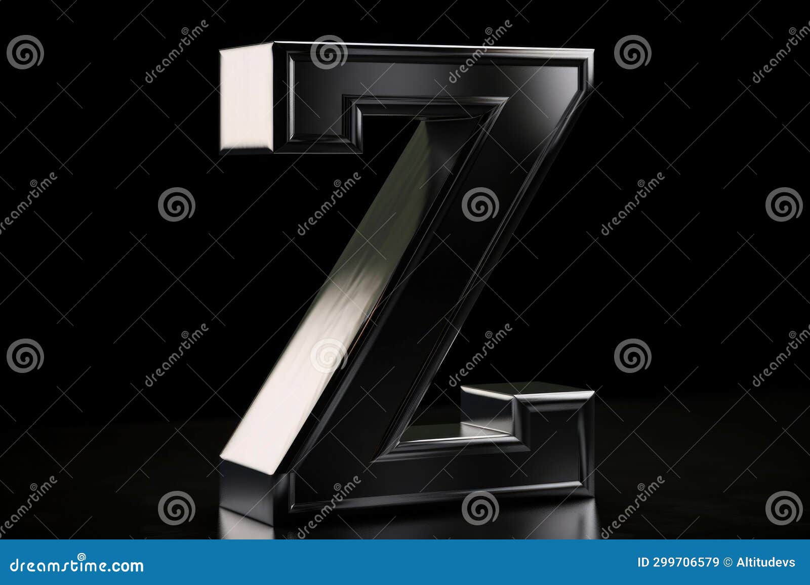 Letter Z, 3d Block Letters Style, on Black Background Stock ...