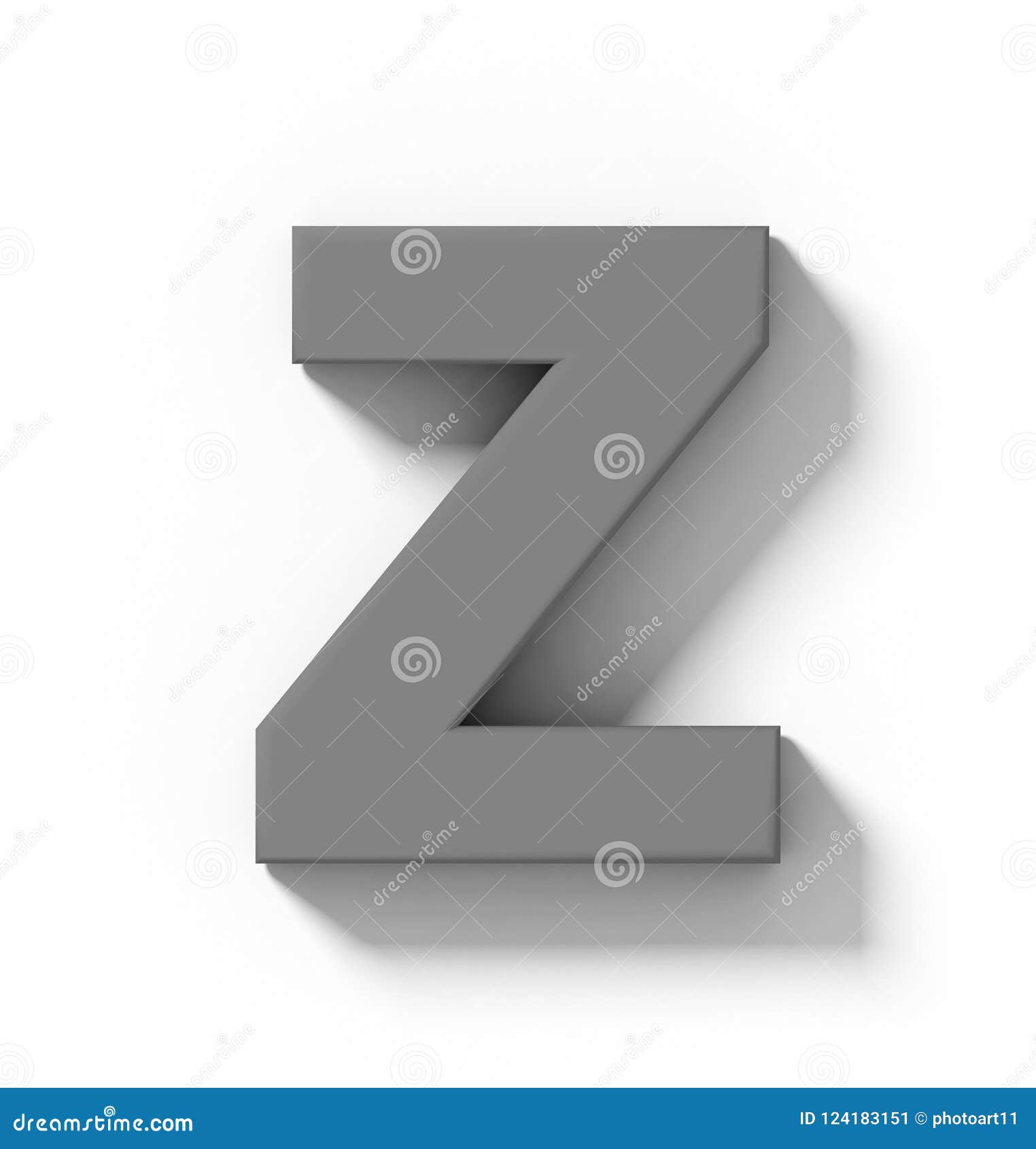 Letter Z 3D Medium Gray Isolated on White with Shadow - Orthogonal ...