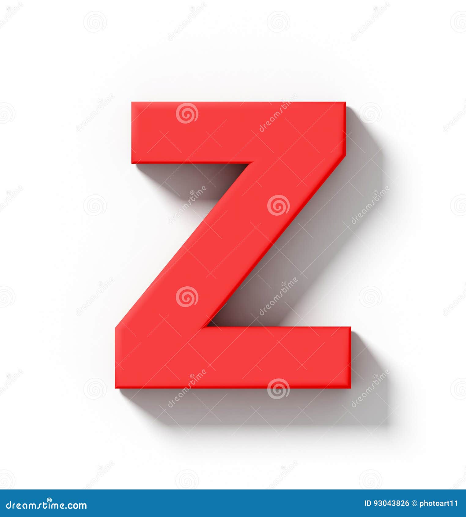 Letter Z 3D Red Isolated on White with Shadow - Orthogonal Projection ...