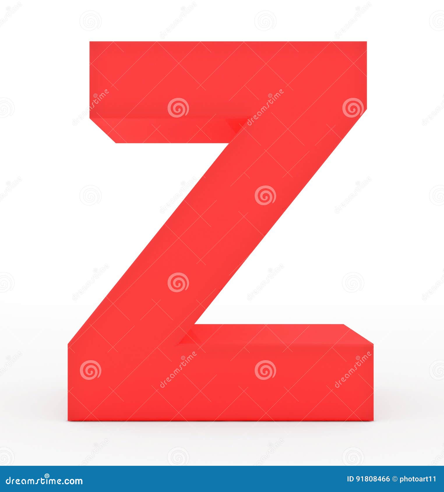 Letter Z 3d red on white stock illustration. Illustration of matte ...