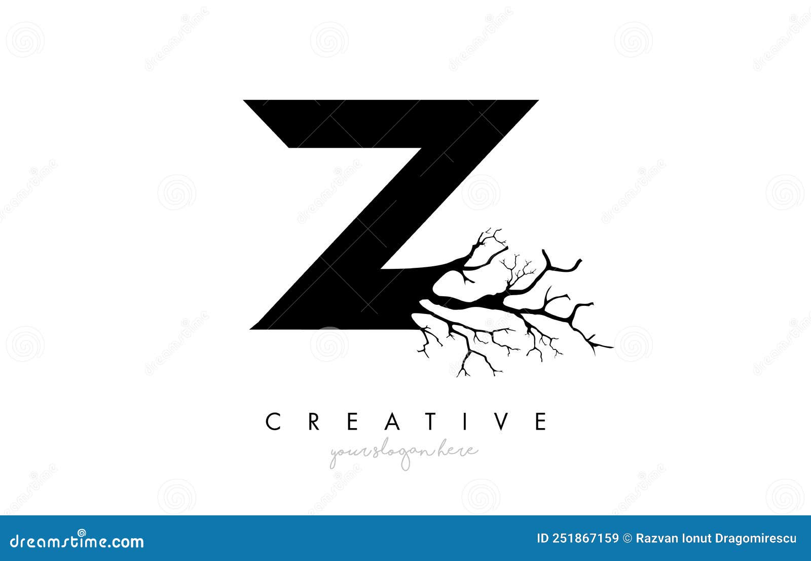 Letter Z Design Logo with Creative Tree Branch. Z Letter Tree Icon Logo ...